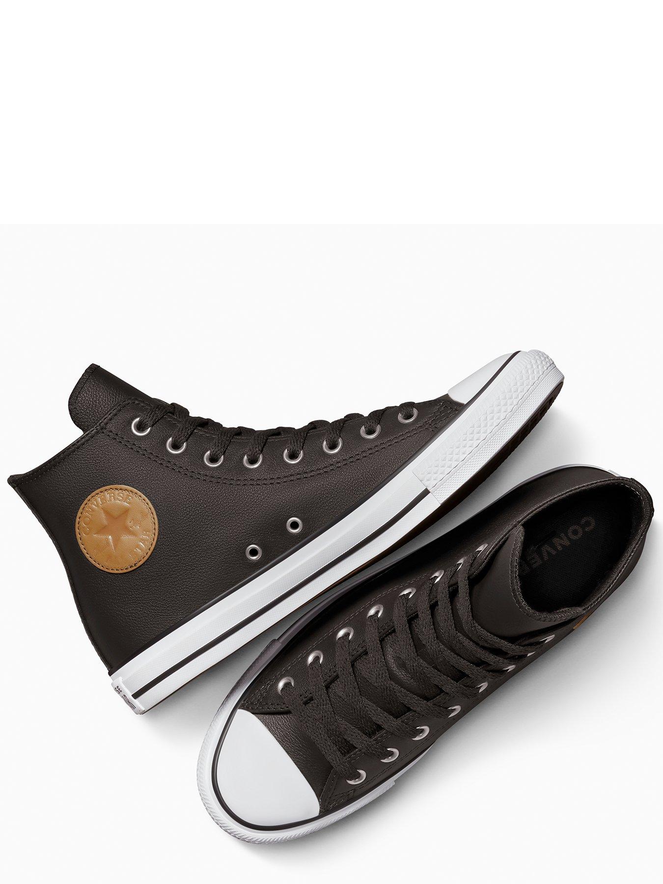 Converse Mens Chuck Taylor All Star Leather Hi Top Trainers - Brown | Very