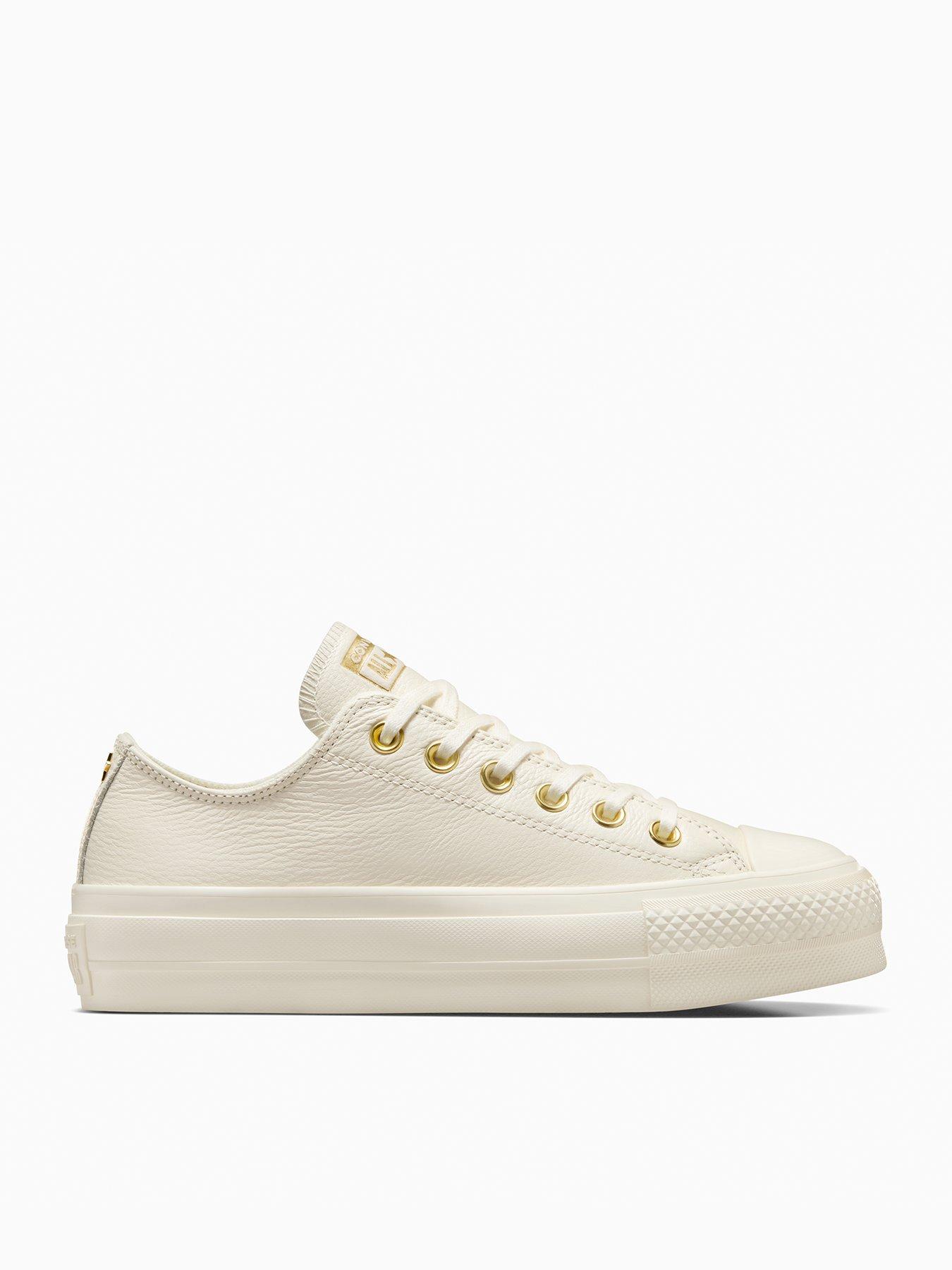 Converse Womens Chuck Taylor All Star Lift Leather Ox - Cream | Very