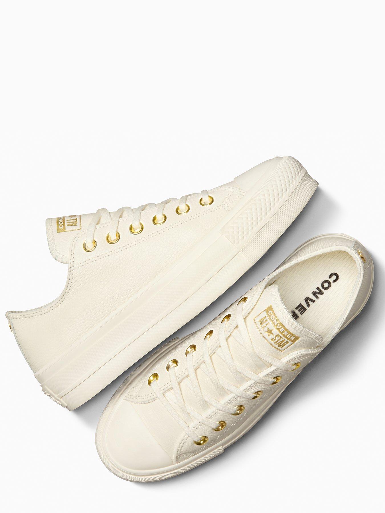 Converse Womens Chuck Taylor All Star Lift Leather Ox - Cream | Very