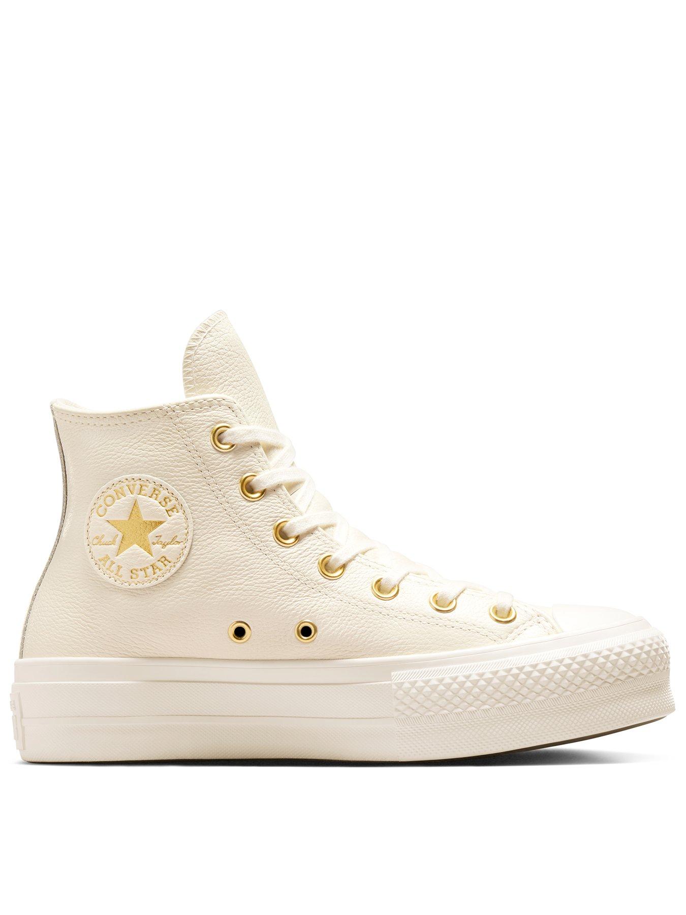 Converse Womens Chuck Taylor All Star Lift Leather Hi Tops - Light Grey ...