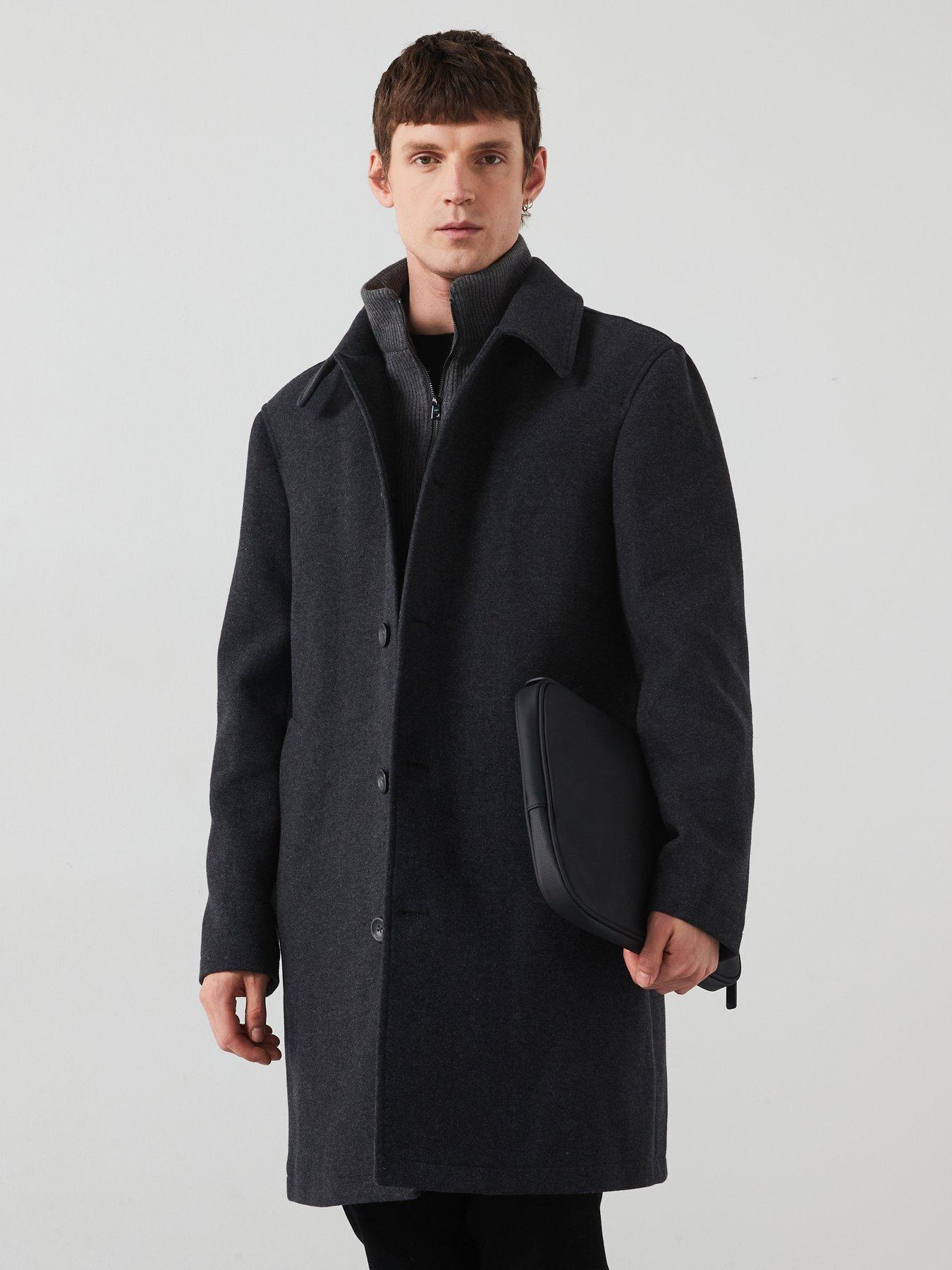 Mango Riley Smart 2 in 1 Collar Overcoat - Charcoal | Very