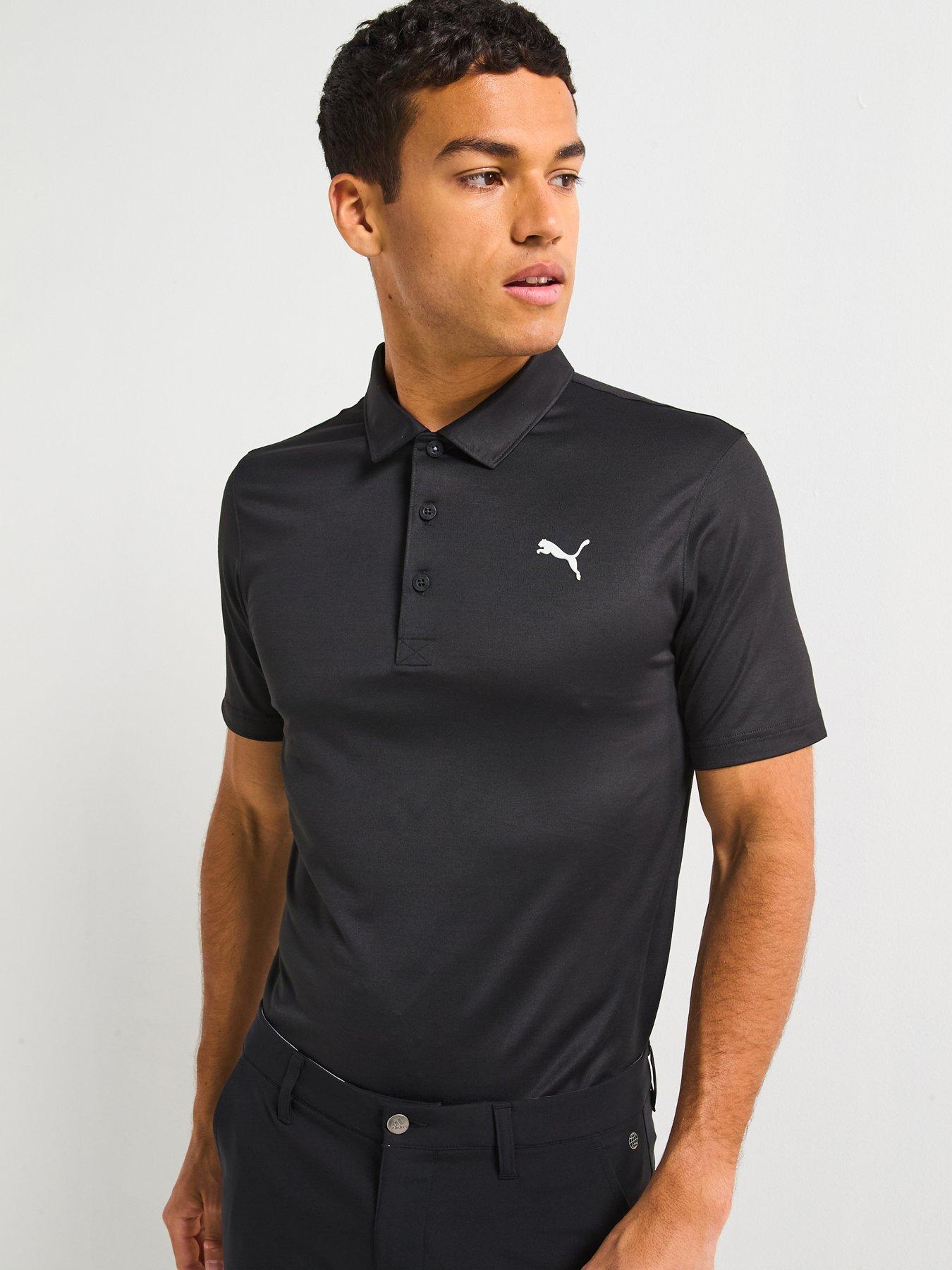 Puma Mens Golf Icon Heather Polo 20 - Puma Black Heather | Very