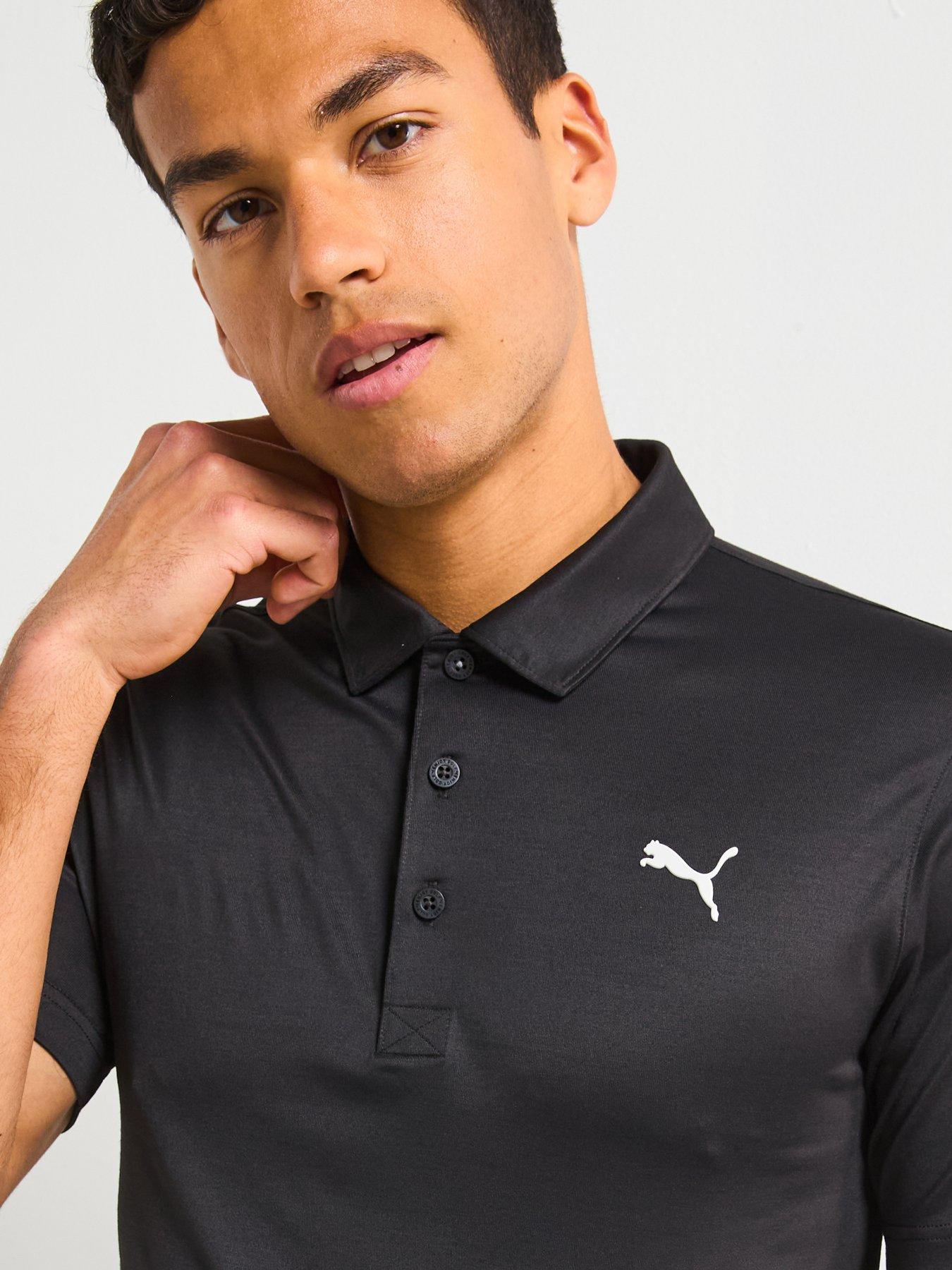 Puma Mens Golf Icon Heather Polo 20 - Puma Black Heather | Very