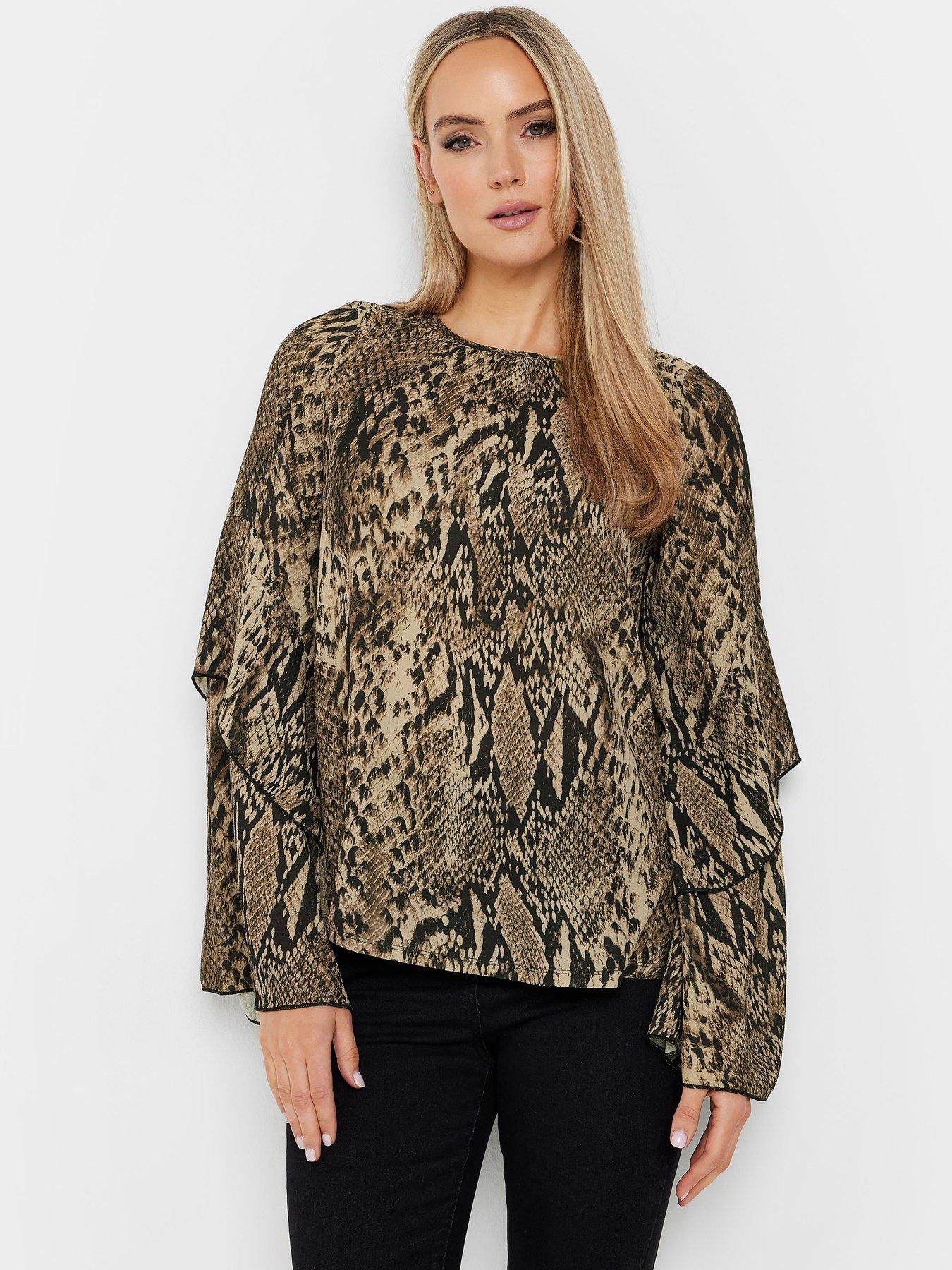 Long Tall Sally Snake Frill Sleeve Blouse - Natural | Very