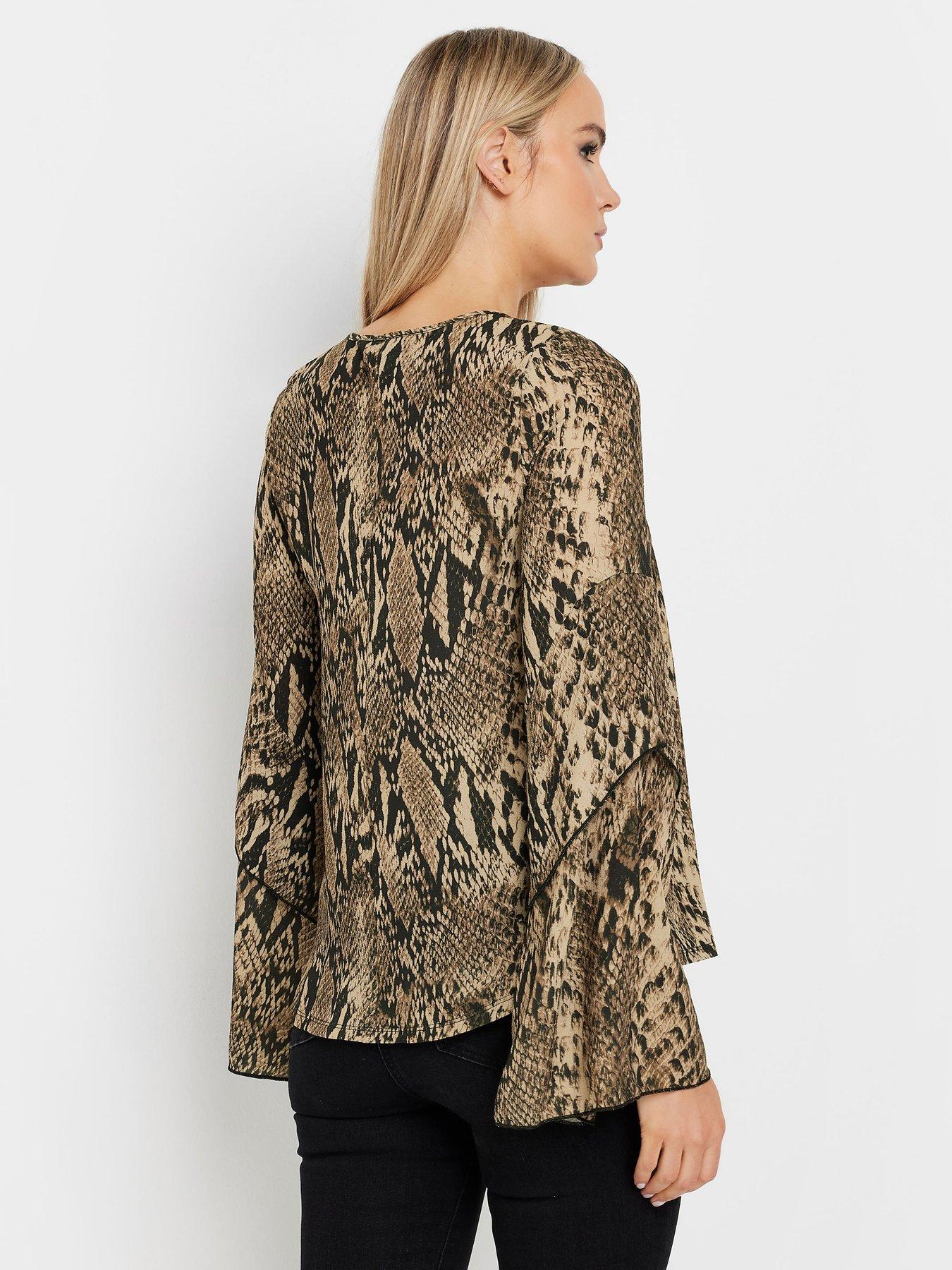 Long Tall Sally Snake Frill Sleeve Blouse - Natural | Very