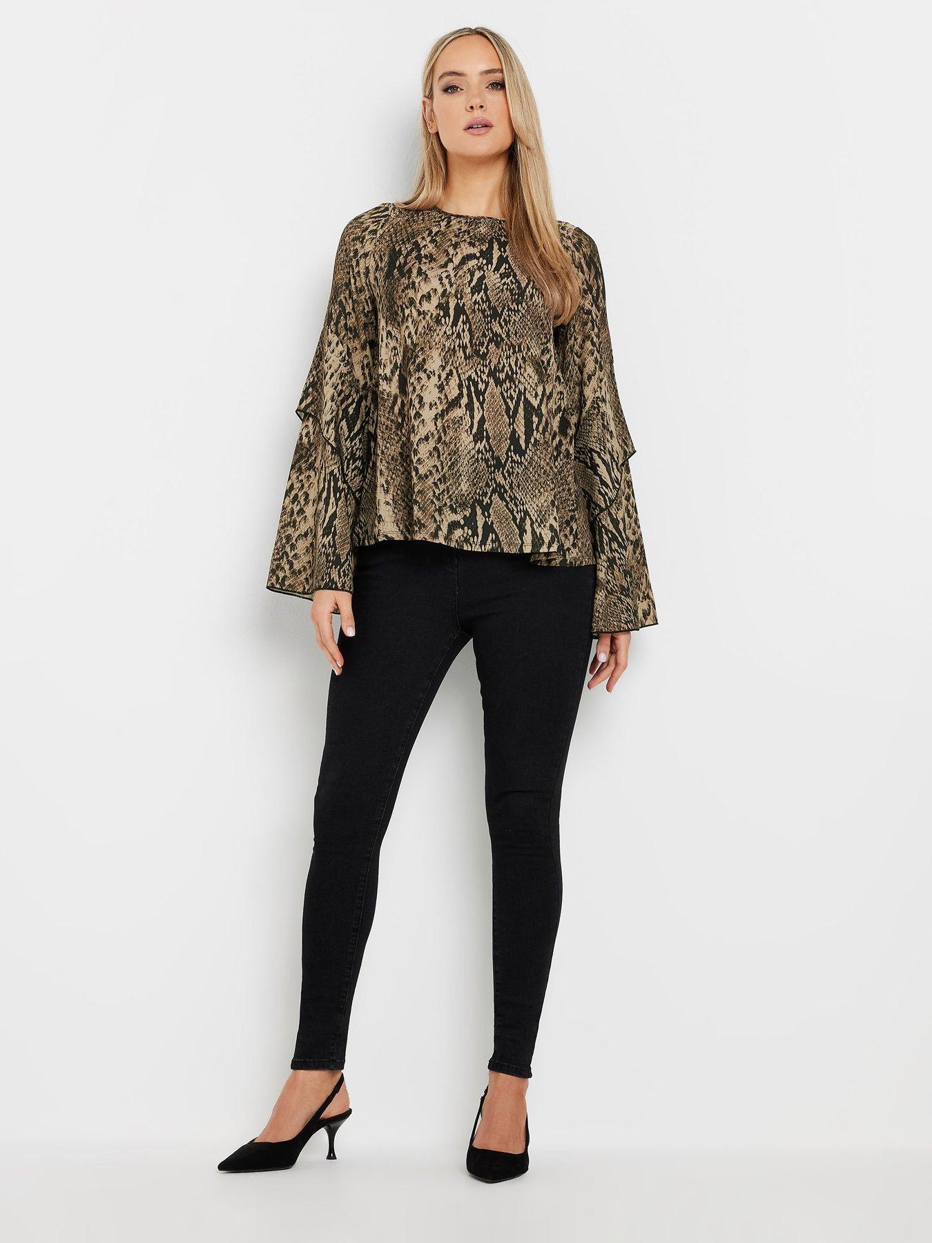 Long Tall Sally Snake Frill Sleeve Blouse - Natural | Very