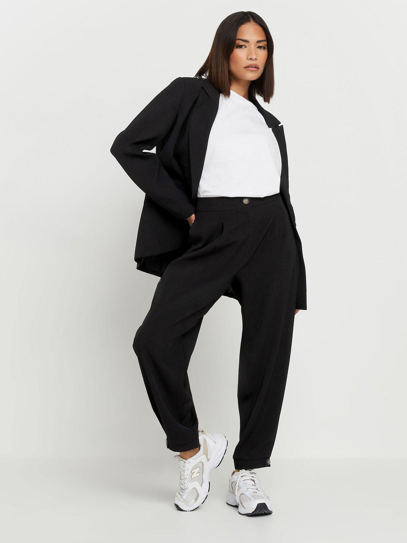 PixieGirl Petite Barrel Button Cuff Trouser - Black | Very