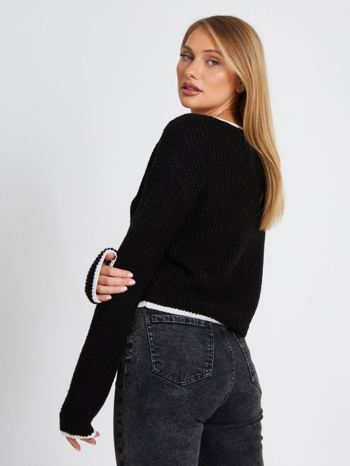 Quiz Black Knit Tie Front Cardigan | Very