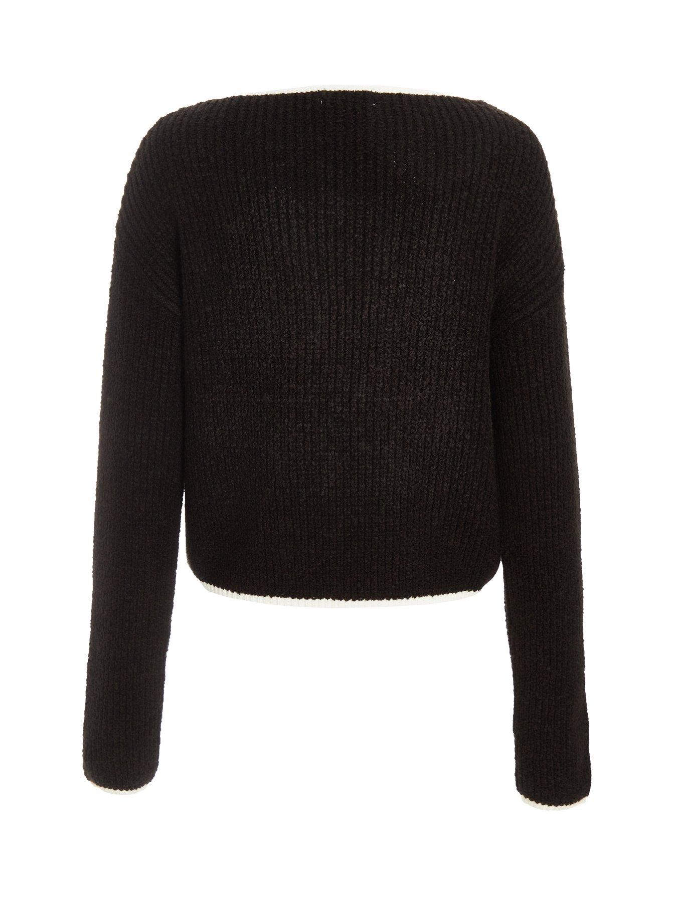 Quiz Black Knit Tie Front Cardigan | Very