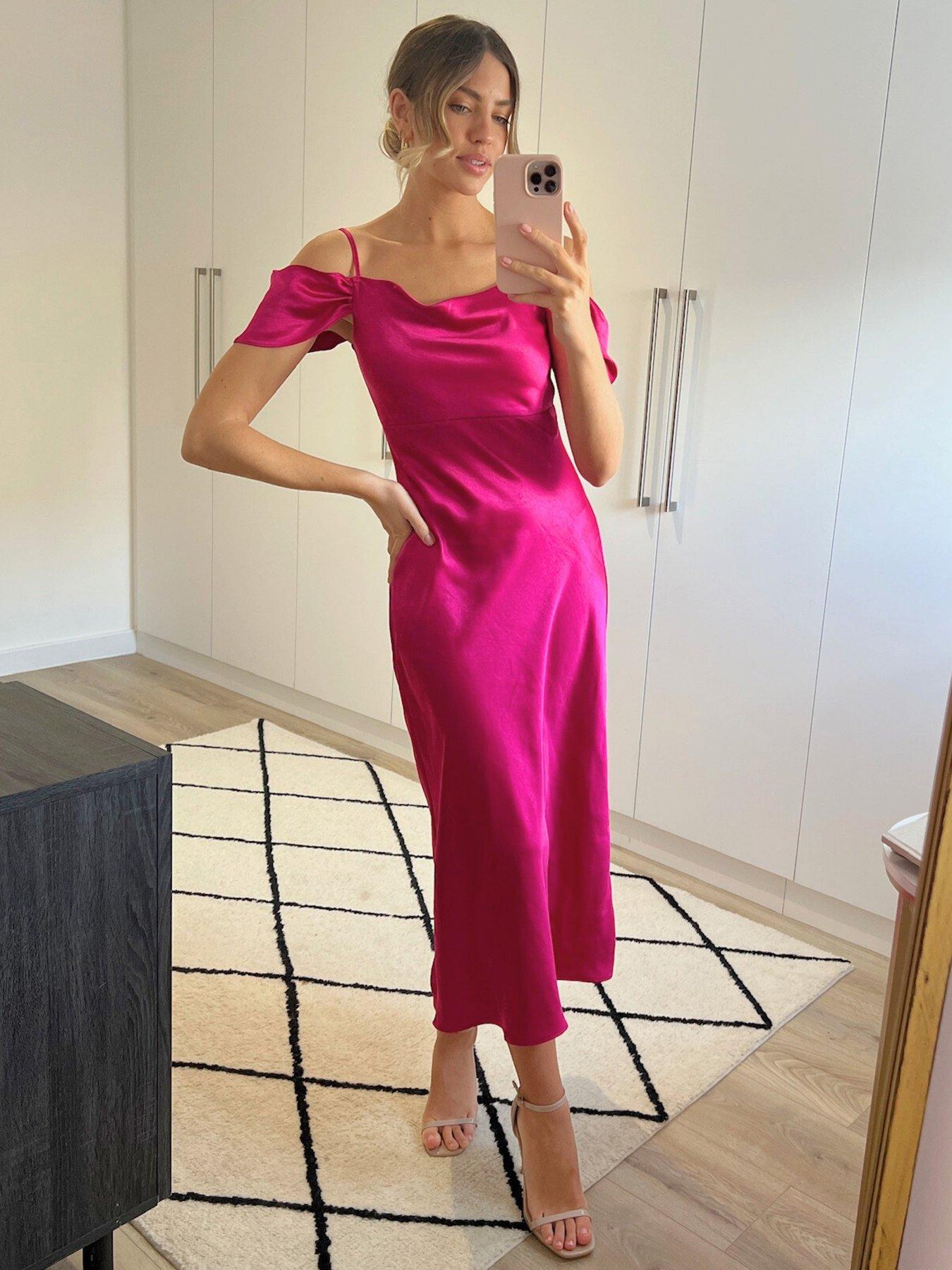 Style Cheat Satin Midi Dress - Pink | Very