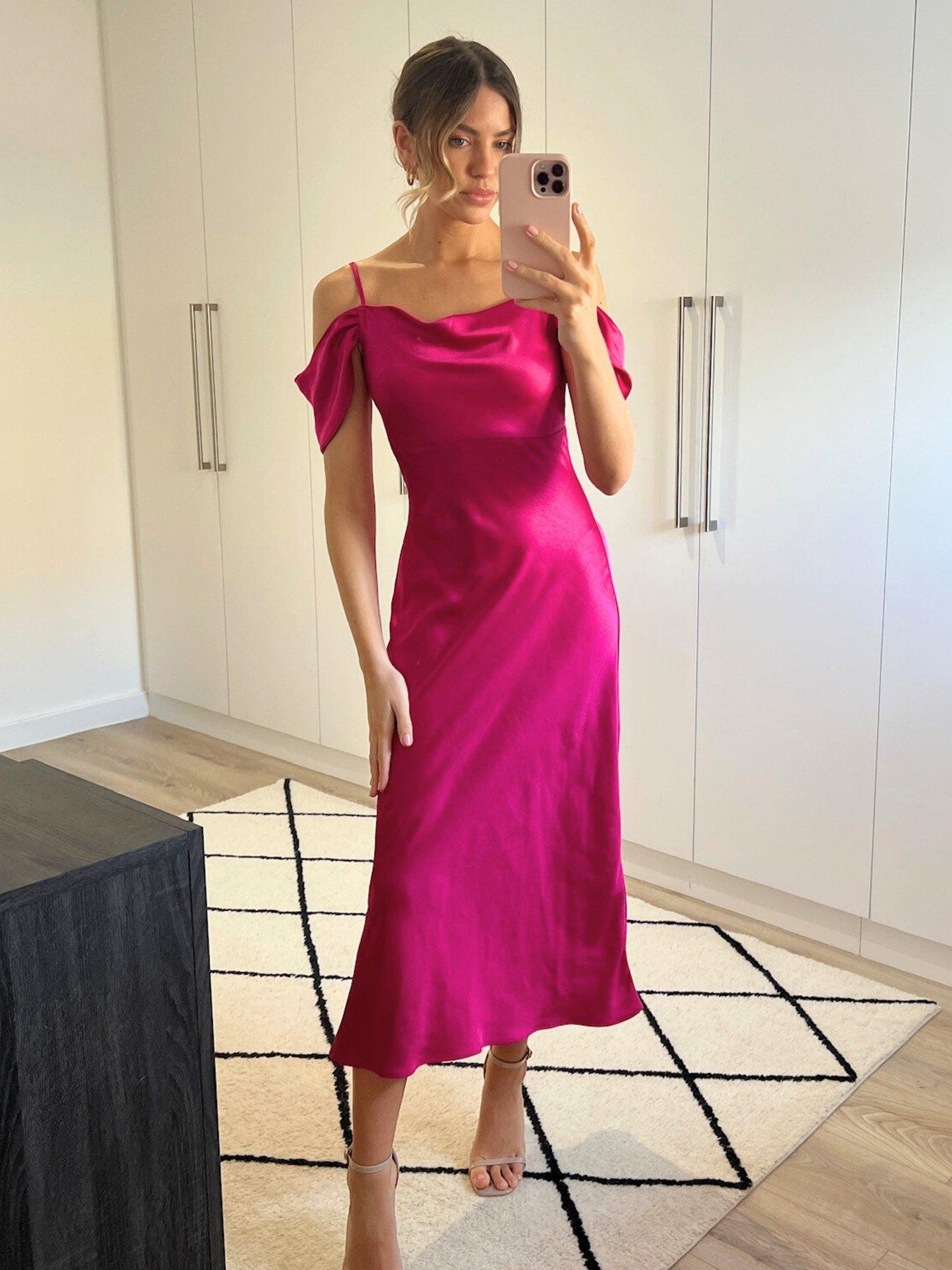 Style Cheat Satin Midi Dress - Pink | Very
