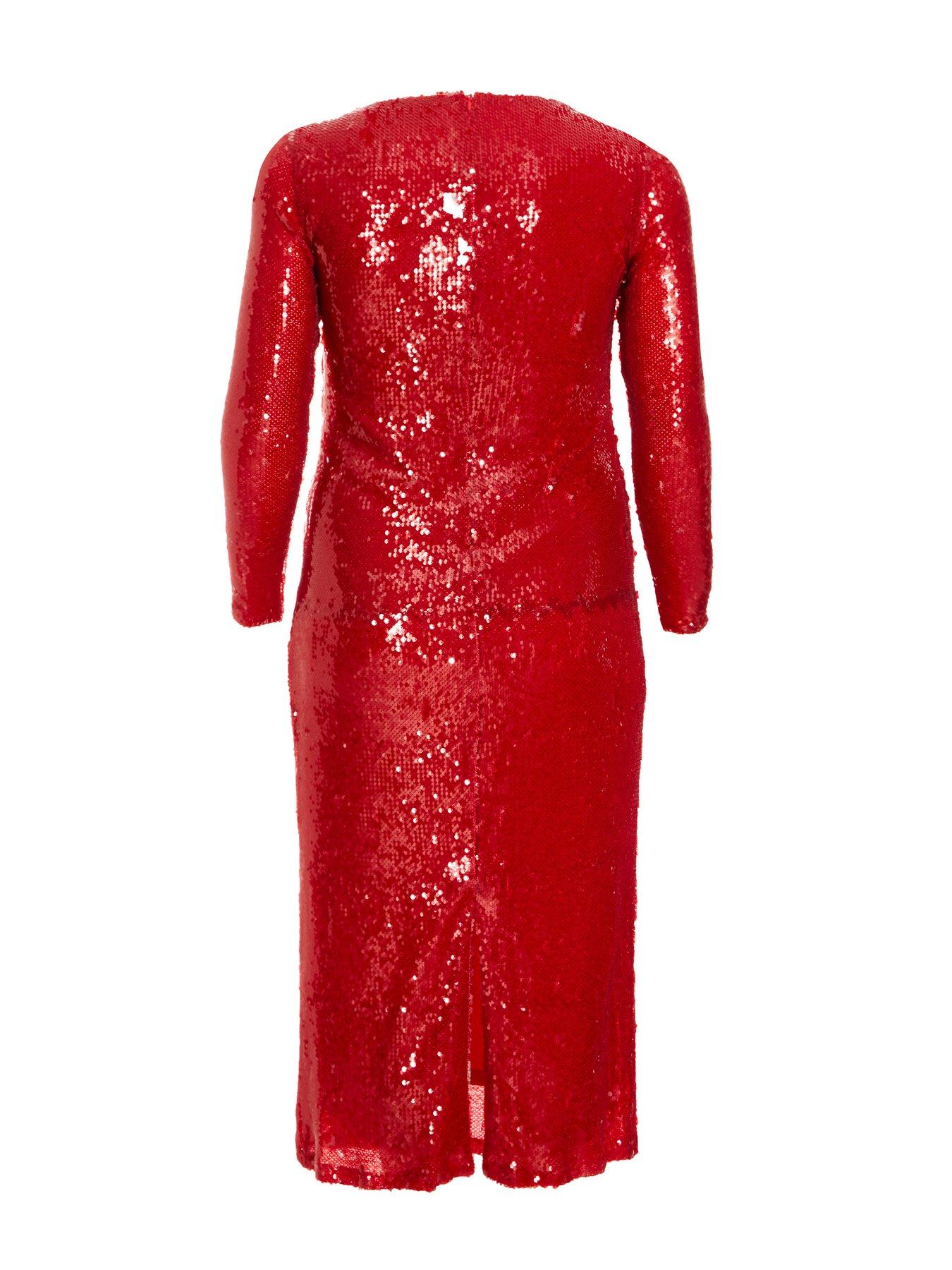 Quiz Curve Red Sequin Ruched Midaxi Dress | Very