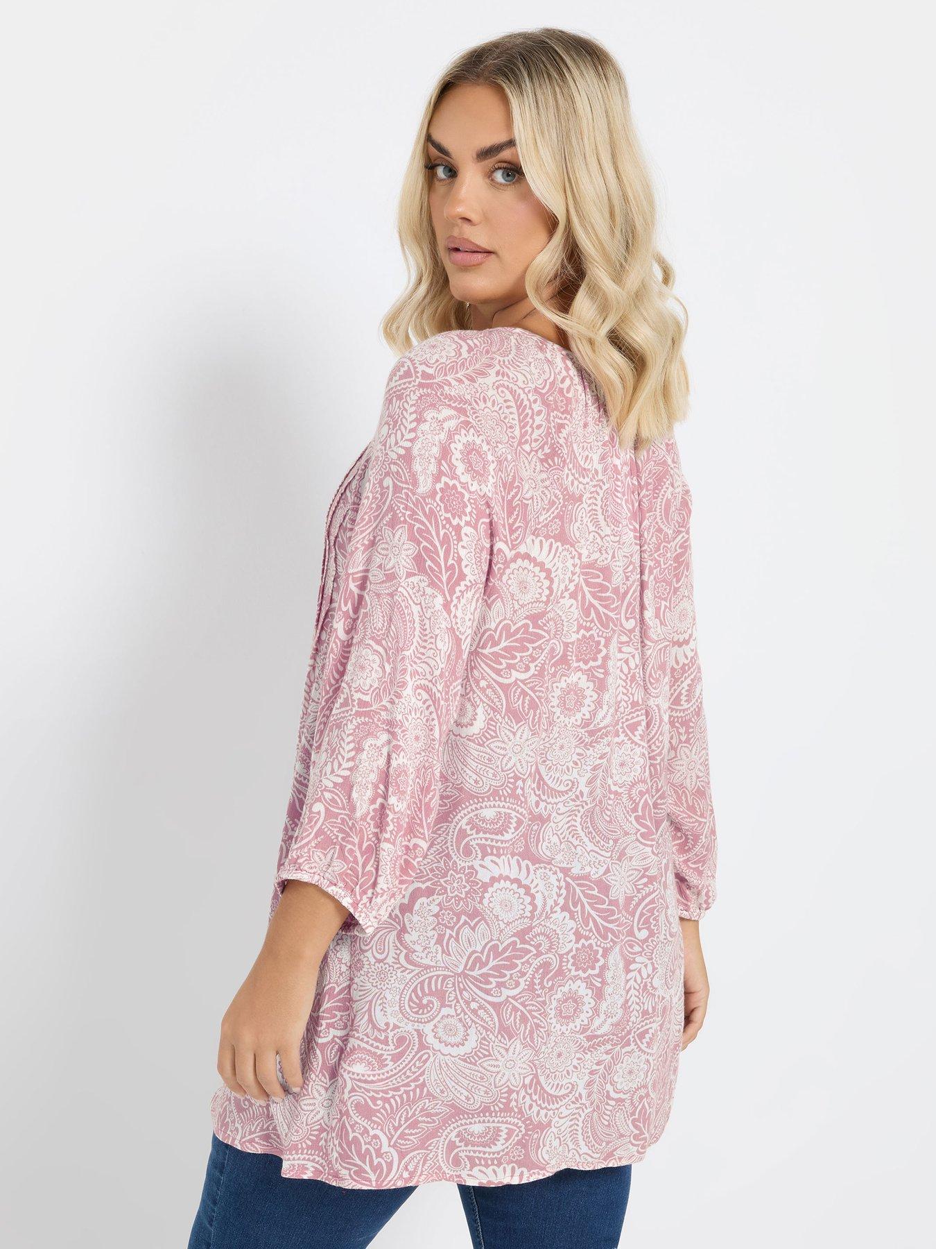 Yours Curve Crinkle Gypsy Top - Pink | Very