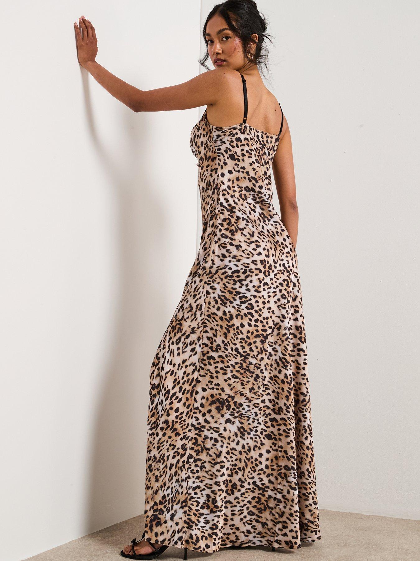 Guess Adle Lace Neckline Long Dress - Brown | Very