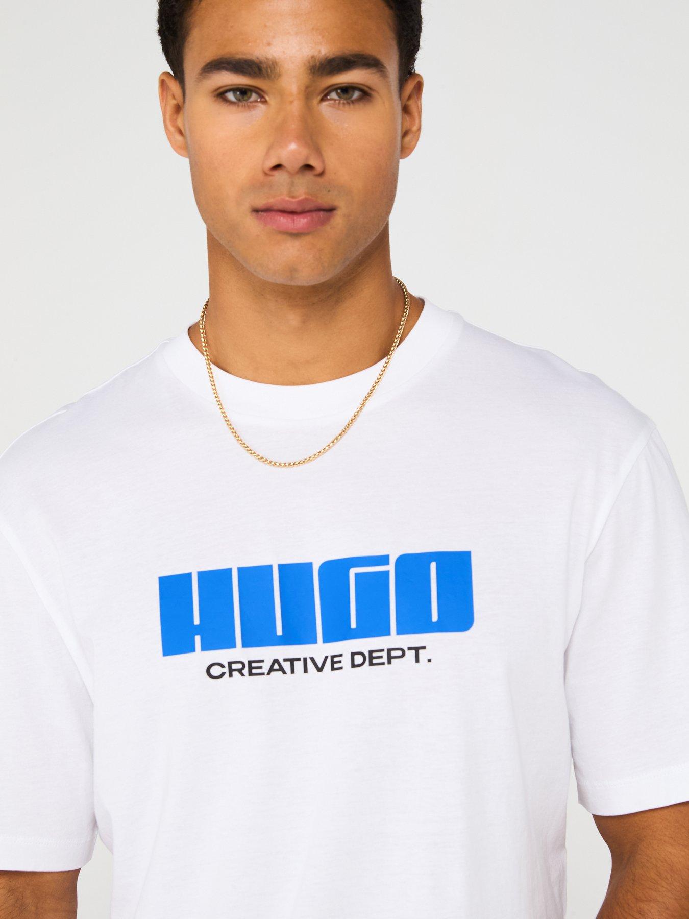 HUGO Blue Newromi Creative Dept Logo T-Shirt - White | Very