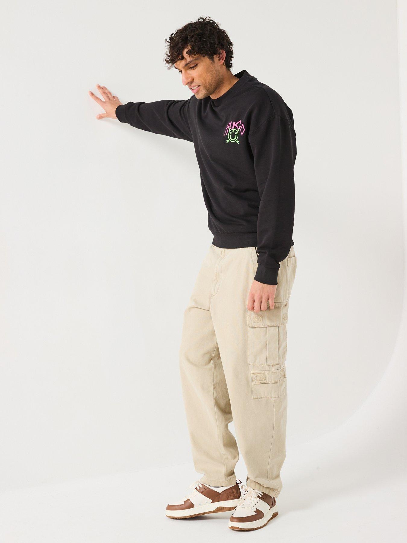 HUGO Blue Nigotil Neon Logo Back Print Sweatshirt - Black | Very