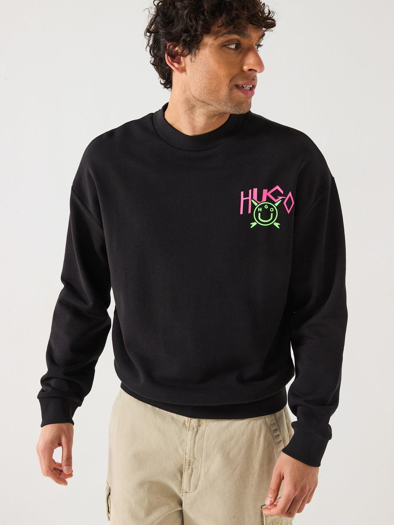 HUGO Blue Nigotil Neon Logo Back Print Sweatshirt - Black | Very