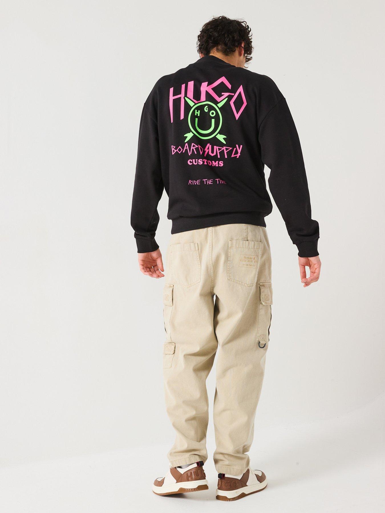 HUGO Blue Nigotil Neon Logo Back Print Sweatshirt - Black | Very