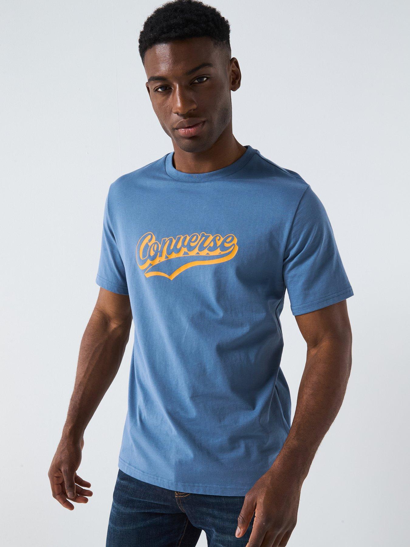 Converse Mens Sport Script T-Shirt - Blue - Lakeside Blue | Very