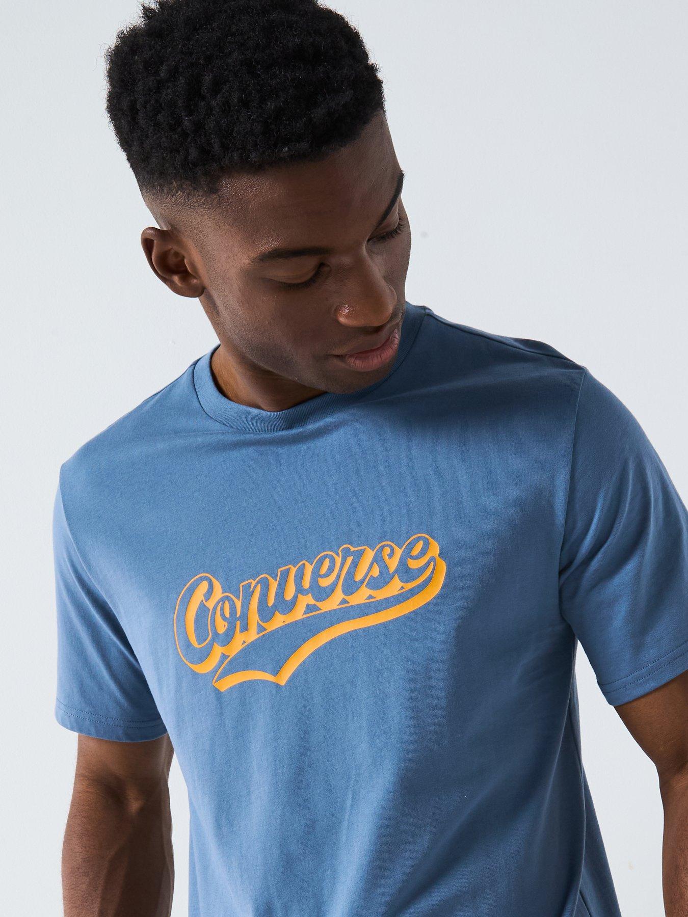 Converse Mens Sport Script T-Shirt - Blue - Lakeside Blue | Very