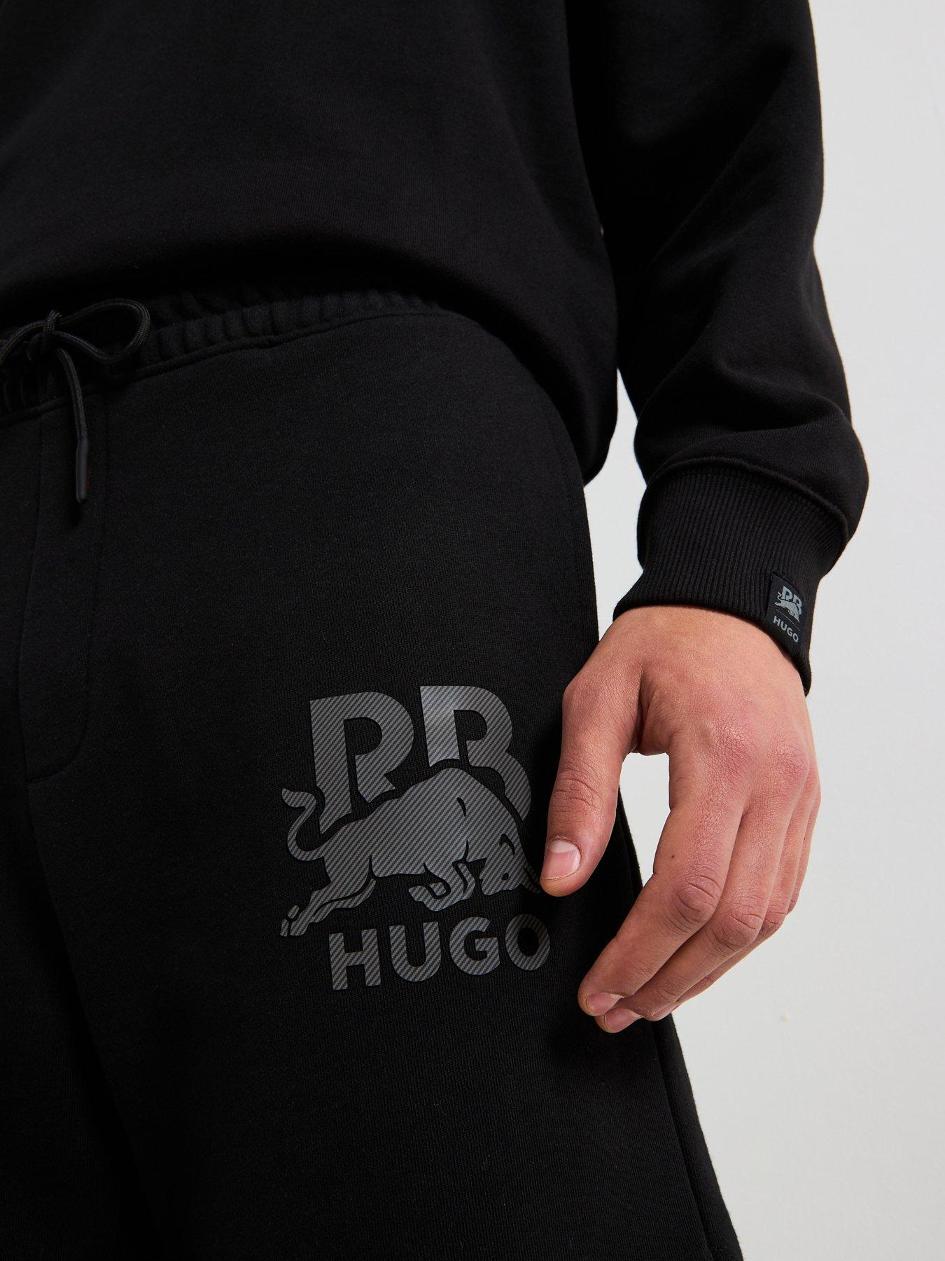 HUGO Racing Bull Deswick Reflective Logo Sweat Shorts - Black | Very