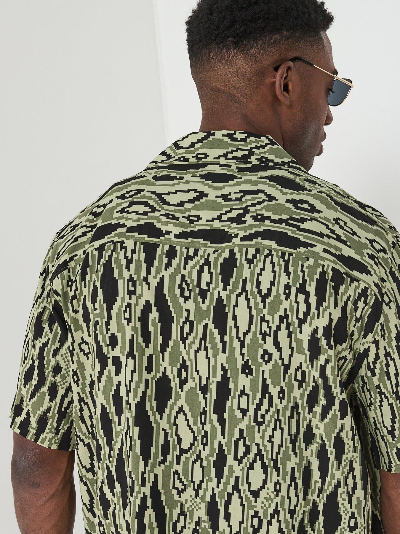 HUGO Espino Relaxed Digital Snake Print Shirt - Open Green | Very