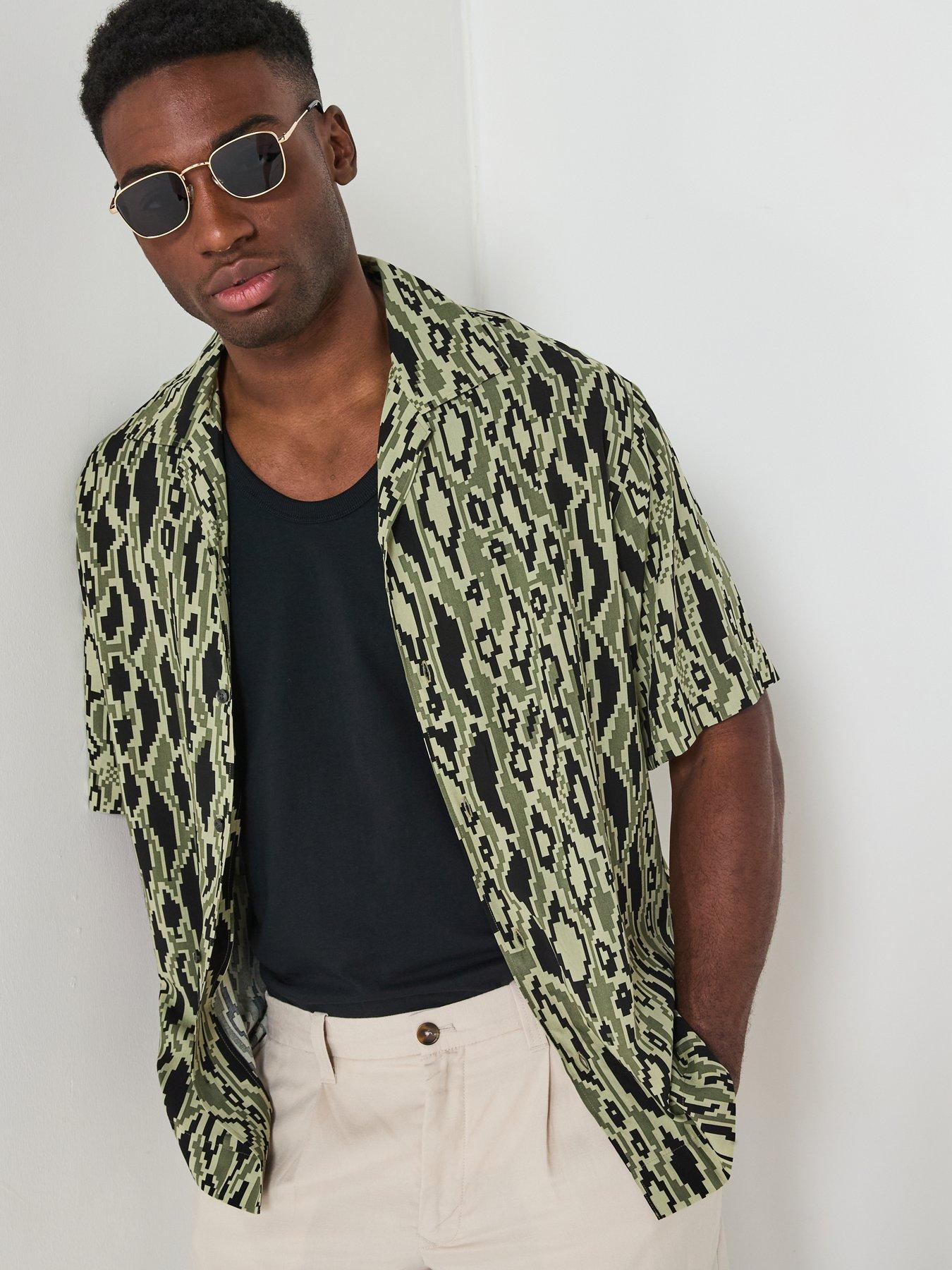 HUGO Espino Relaxed Digital Snake Print Shirt - Open Green | Very