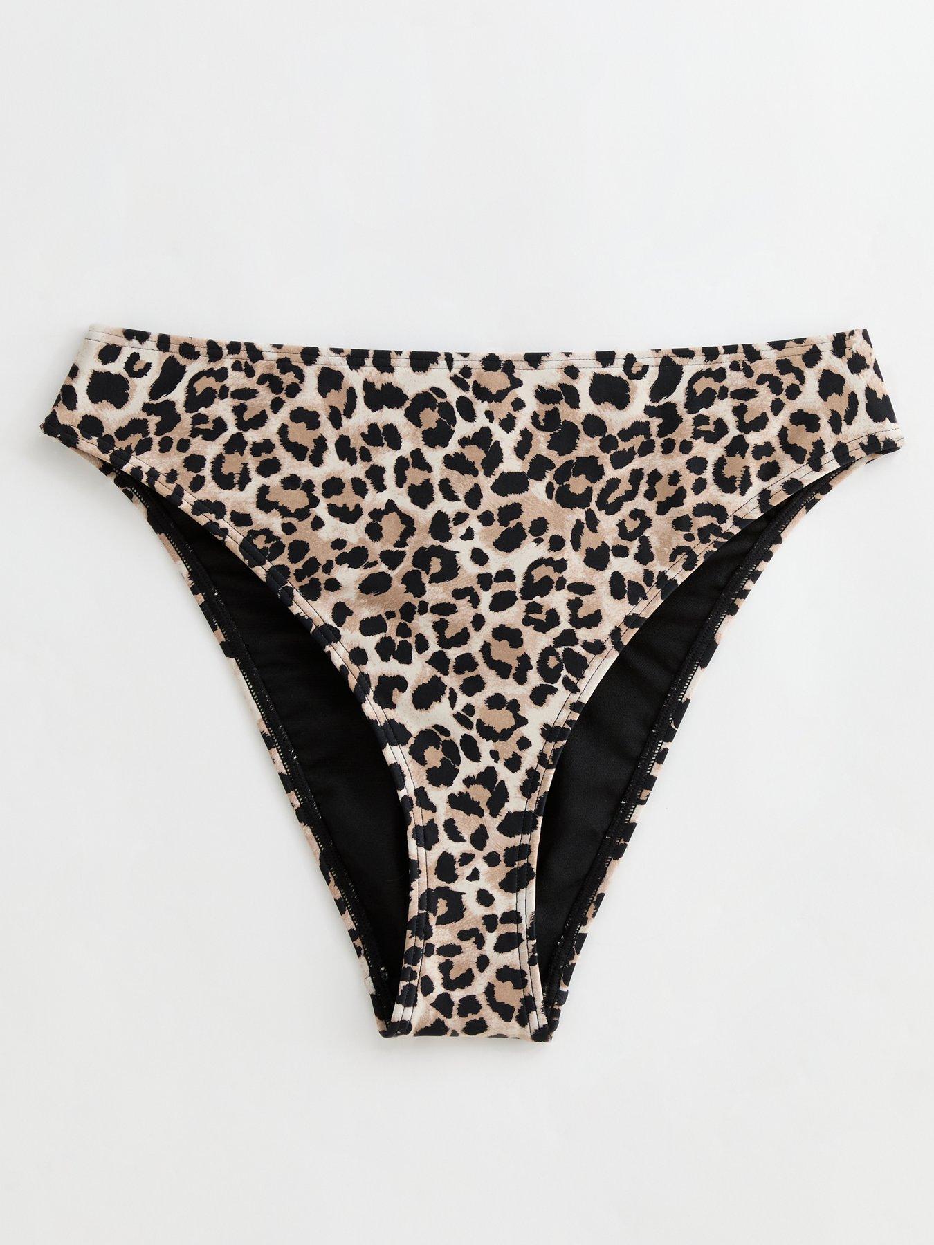 New Look Brown Leopard Print High Rise Bikini Bottoms | Very