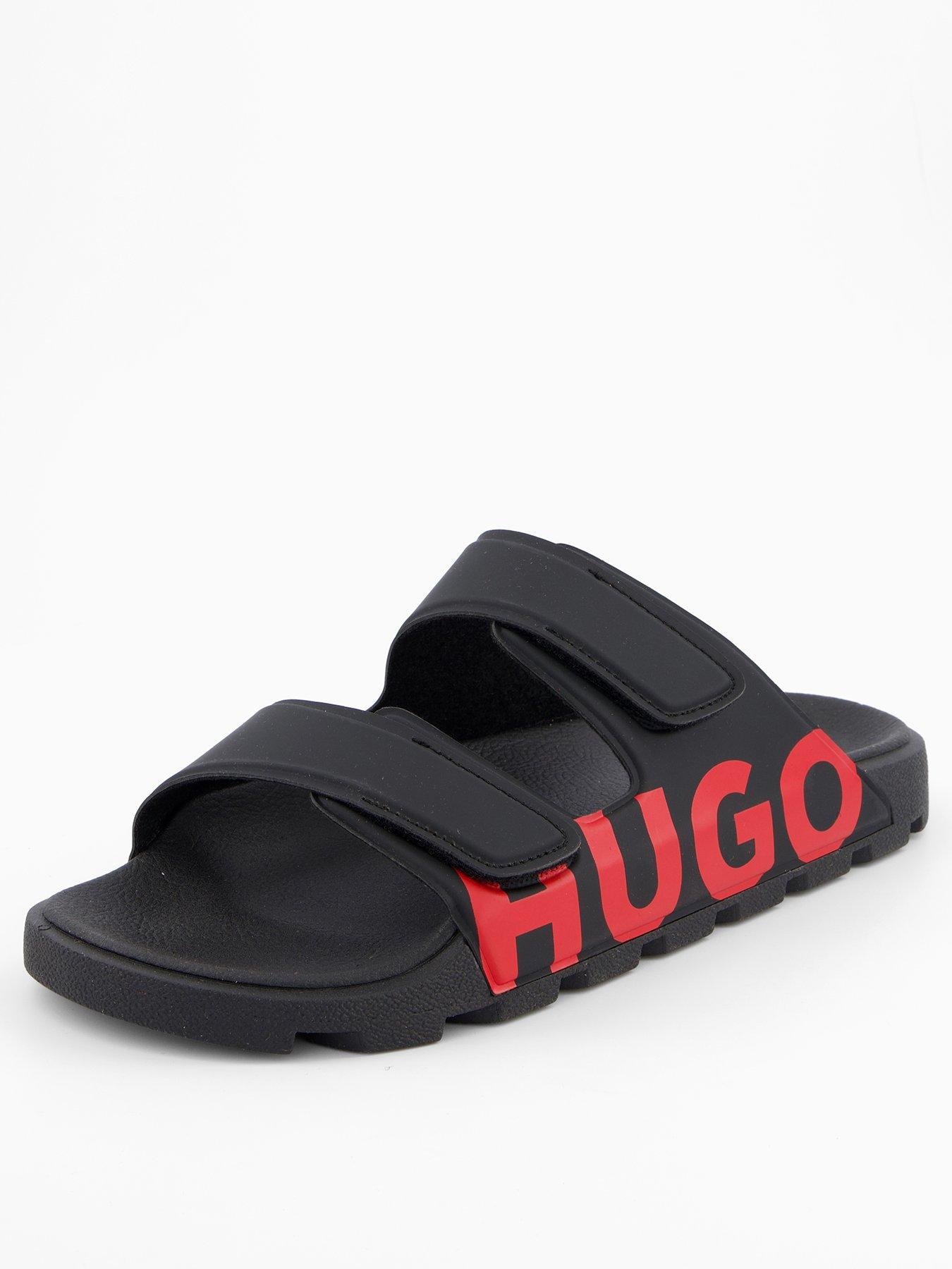 HUGO Men's Evander Two Strap Logo Sandals - Black | Very