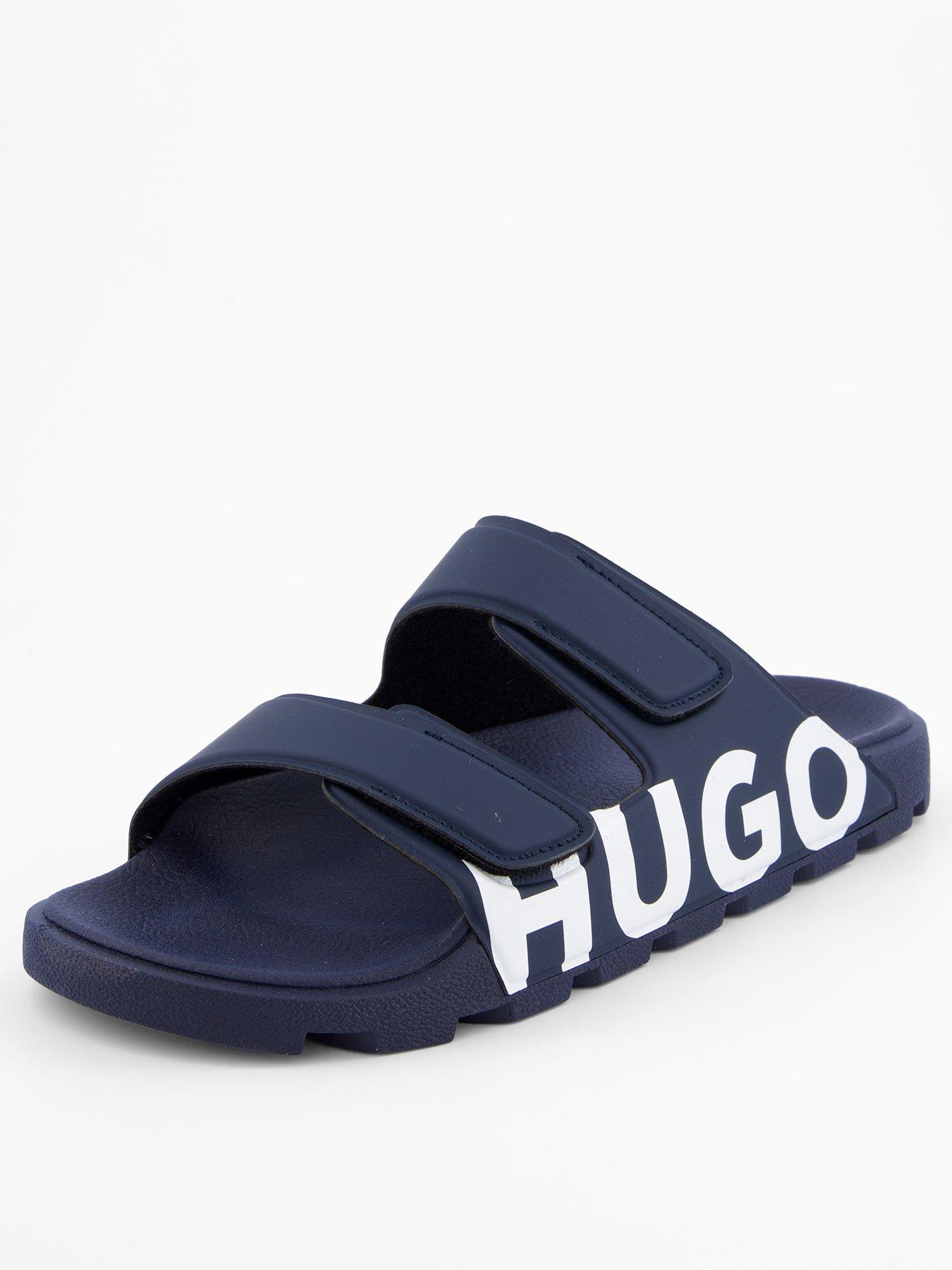 HUGO Men's Evander Two Strap Logo Sandals - Navy | Very