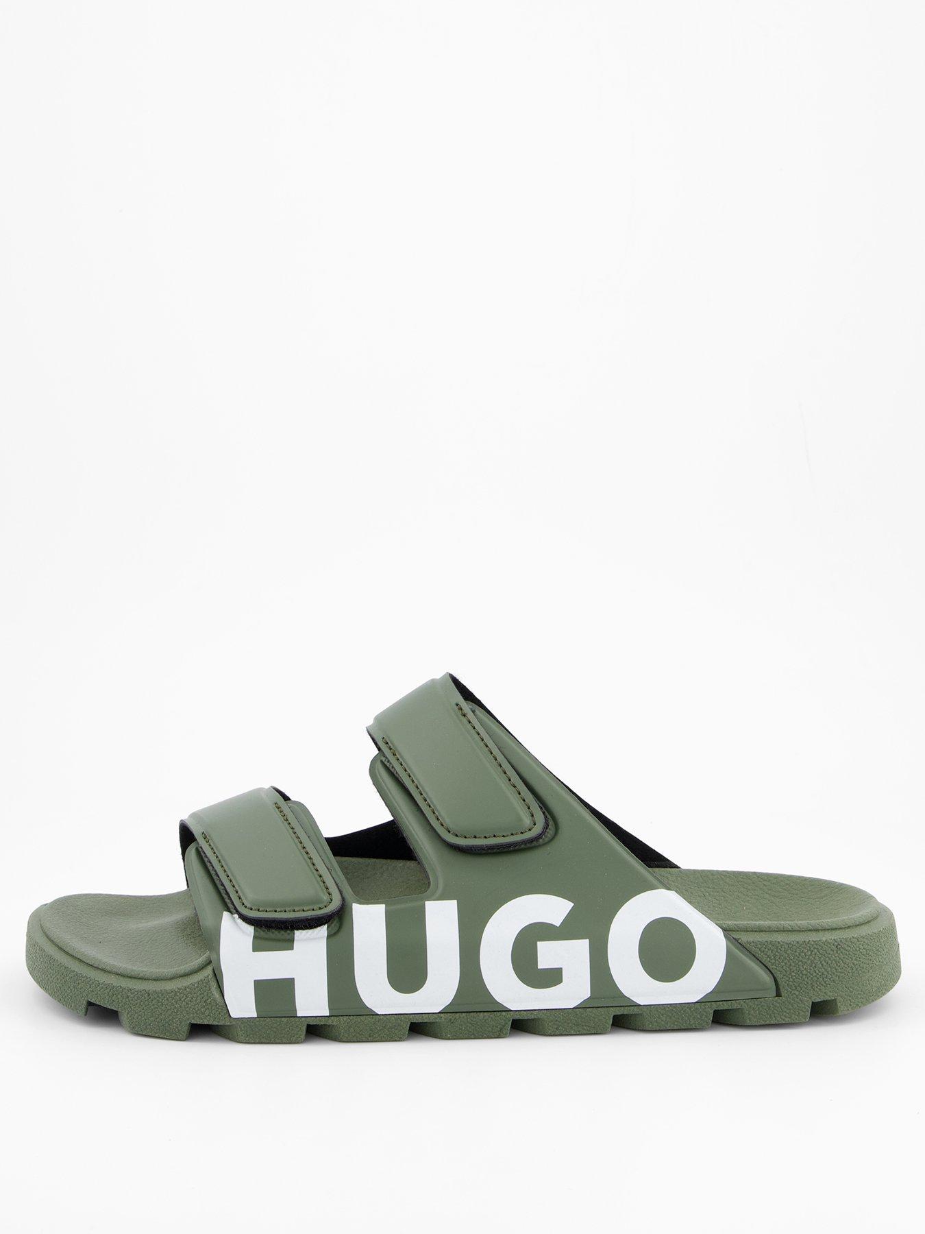 HUGO Men's Evander Two Strap Logo Sandals - Dark Green | Very