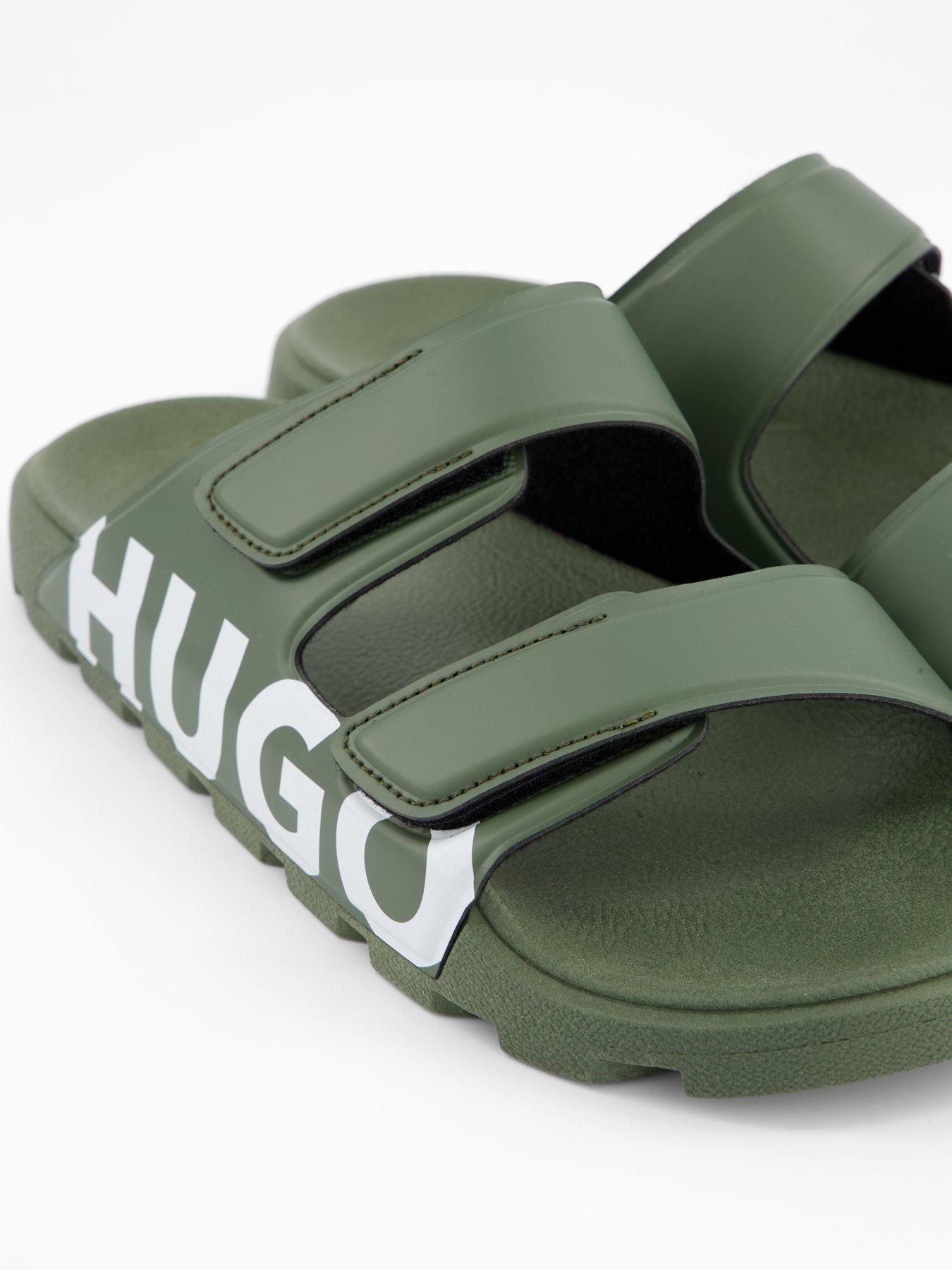 HUGO Men's Evander Two Strap Logo Sandals - Dark Green | Very