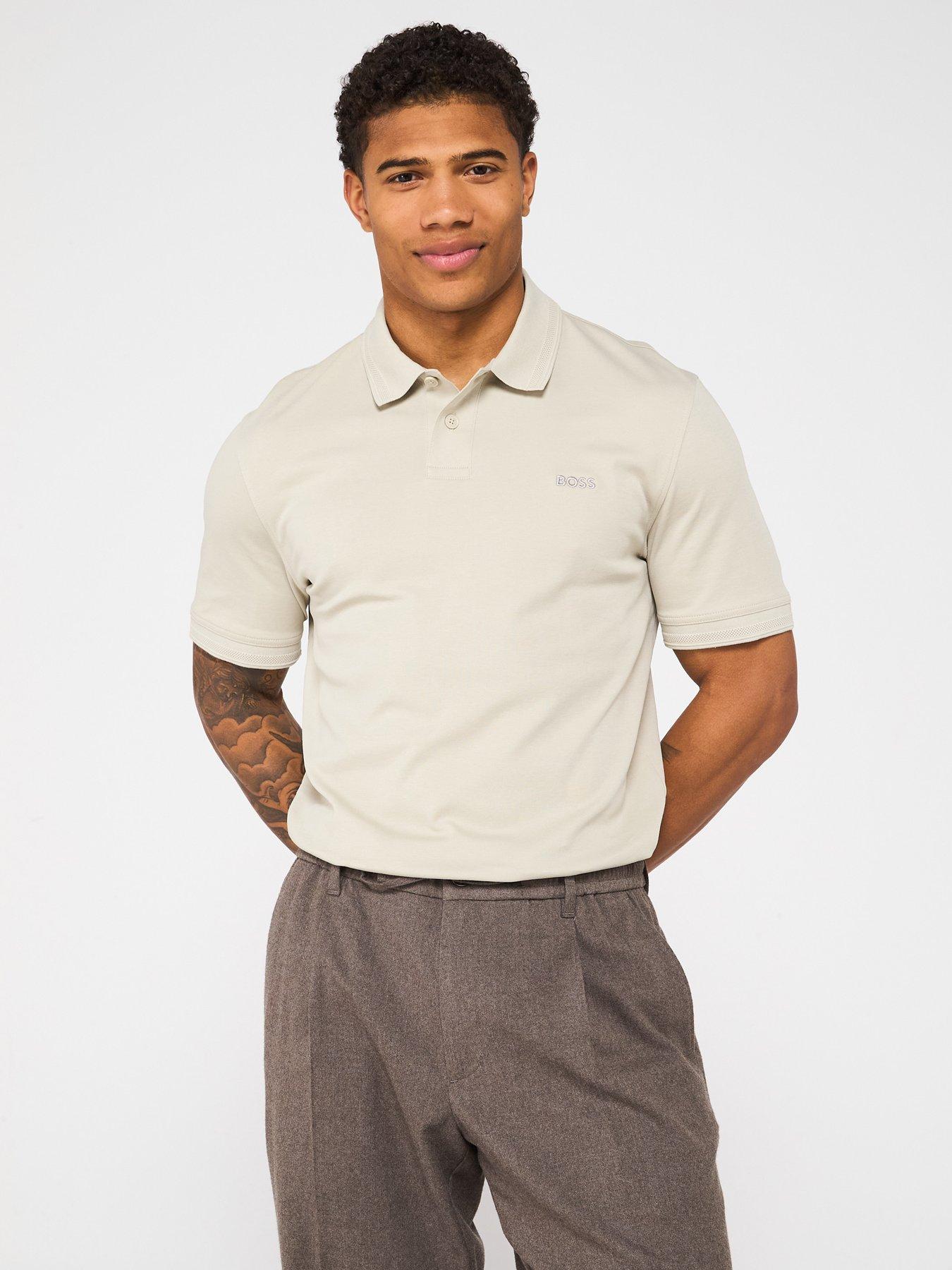 BOSS Interlock Tonal Logo Polo Shirt - Light Beige | Very