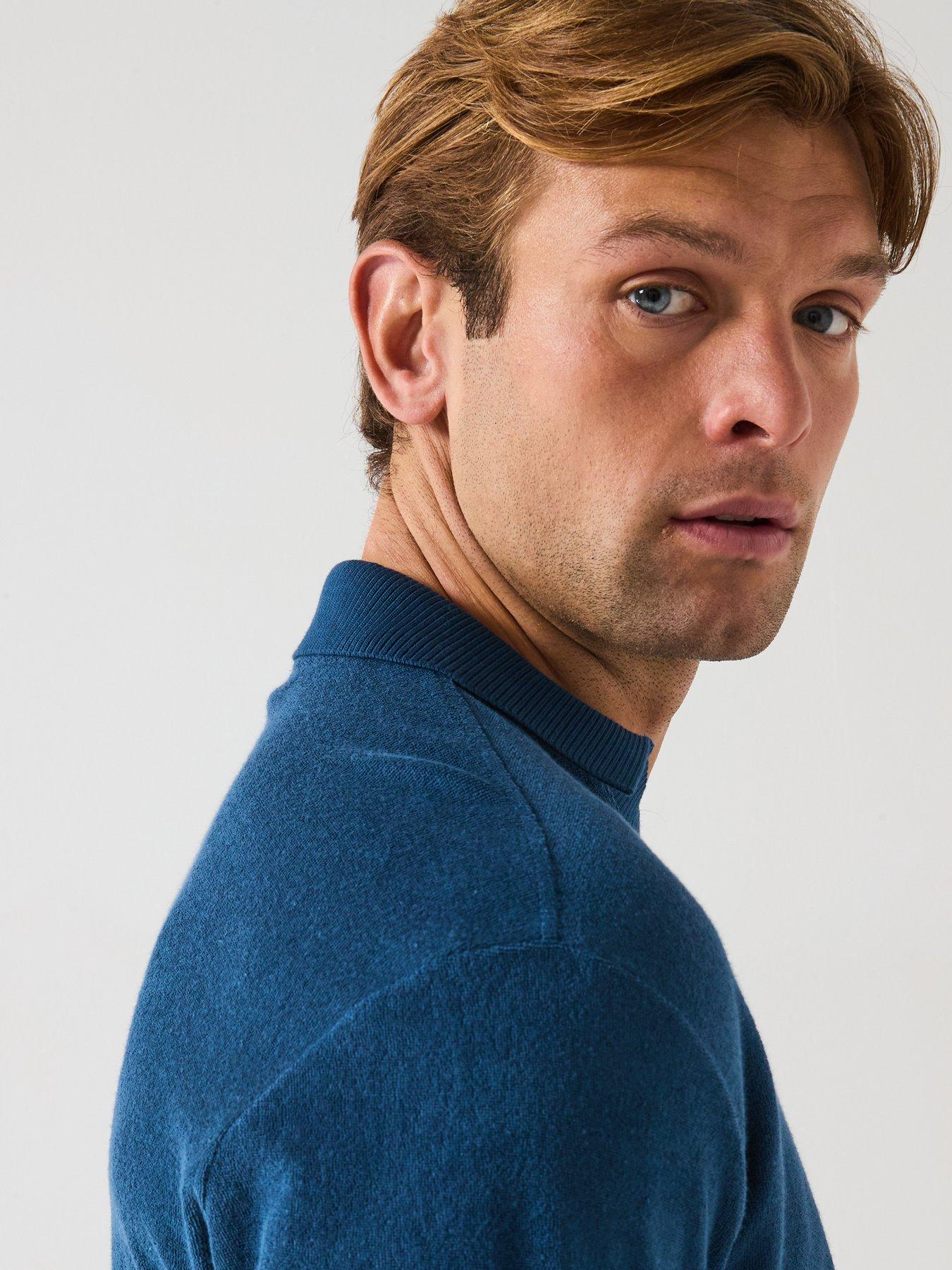 BOSS Towelling Polo Shirt-Dark Blue - Open Blue | Very