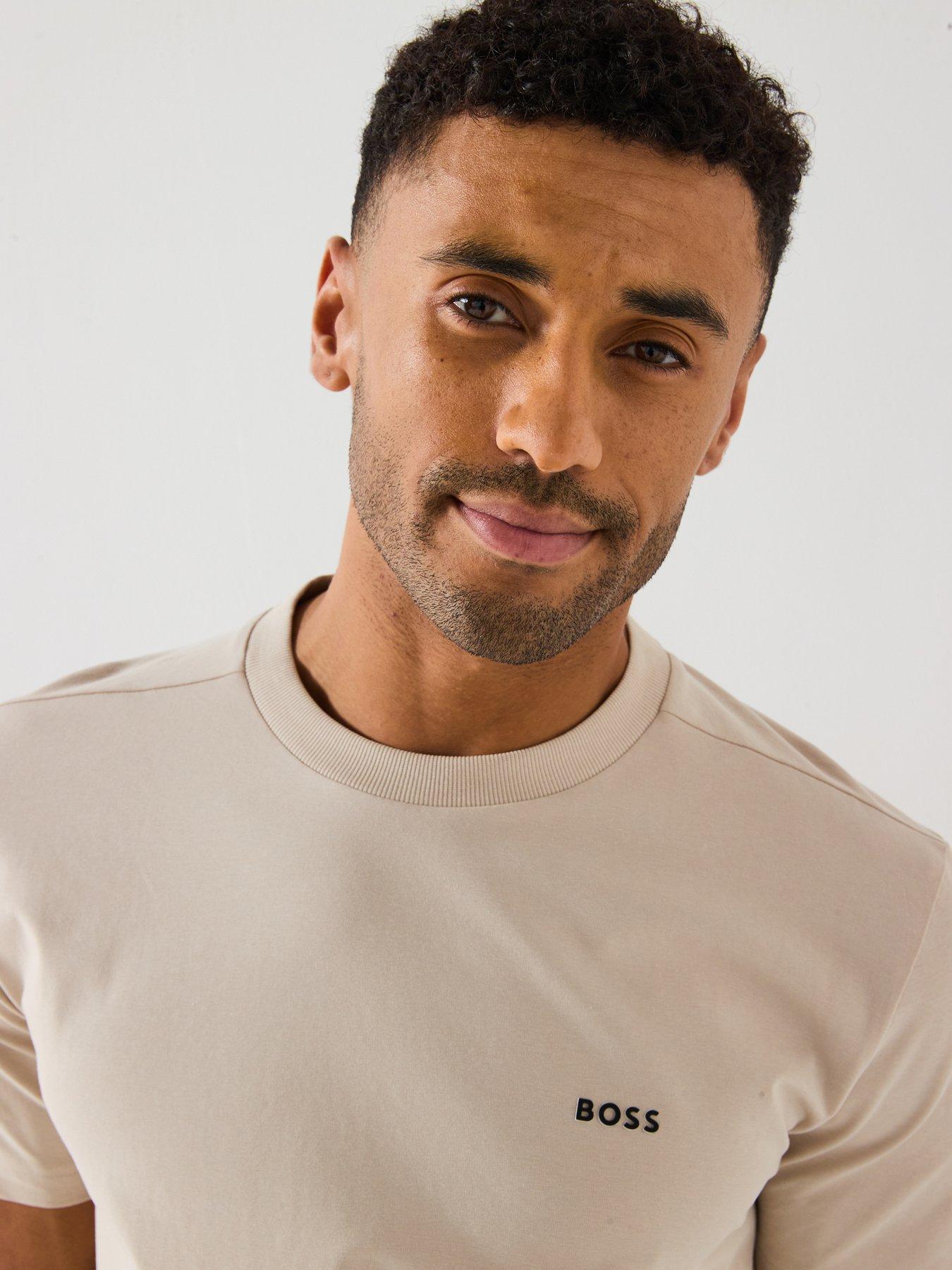 BOSS Contrast Logo T-Shirt - Light Beige | Very