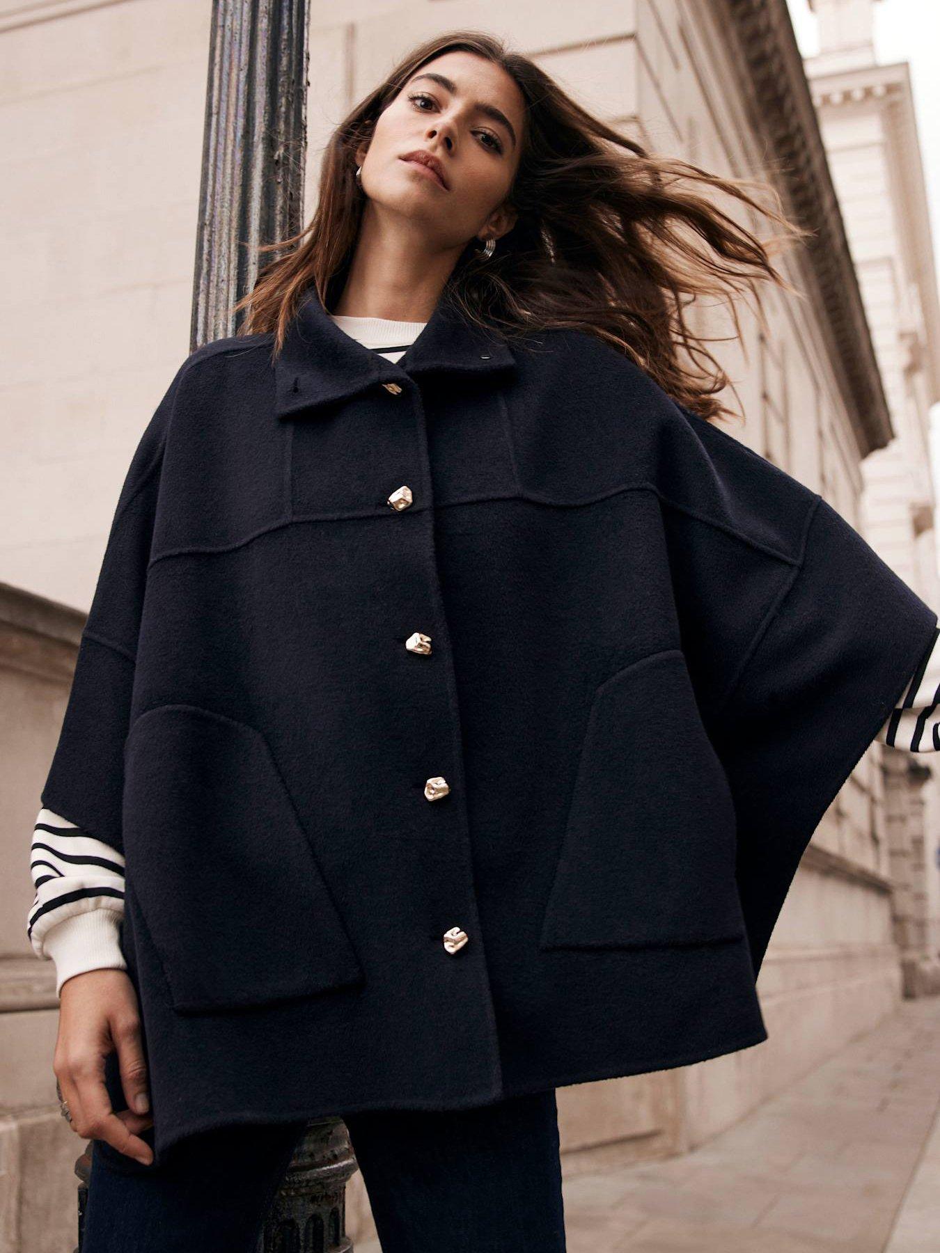 Mint Velvet Double Faced Cape - Navy | Very