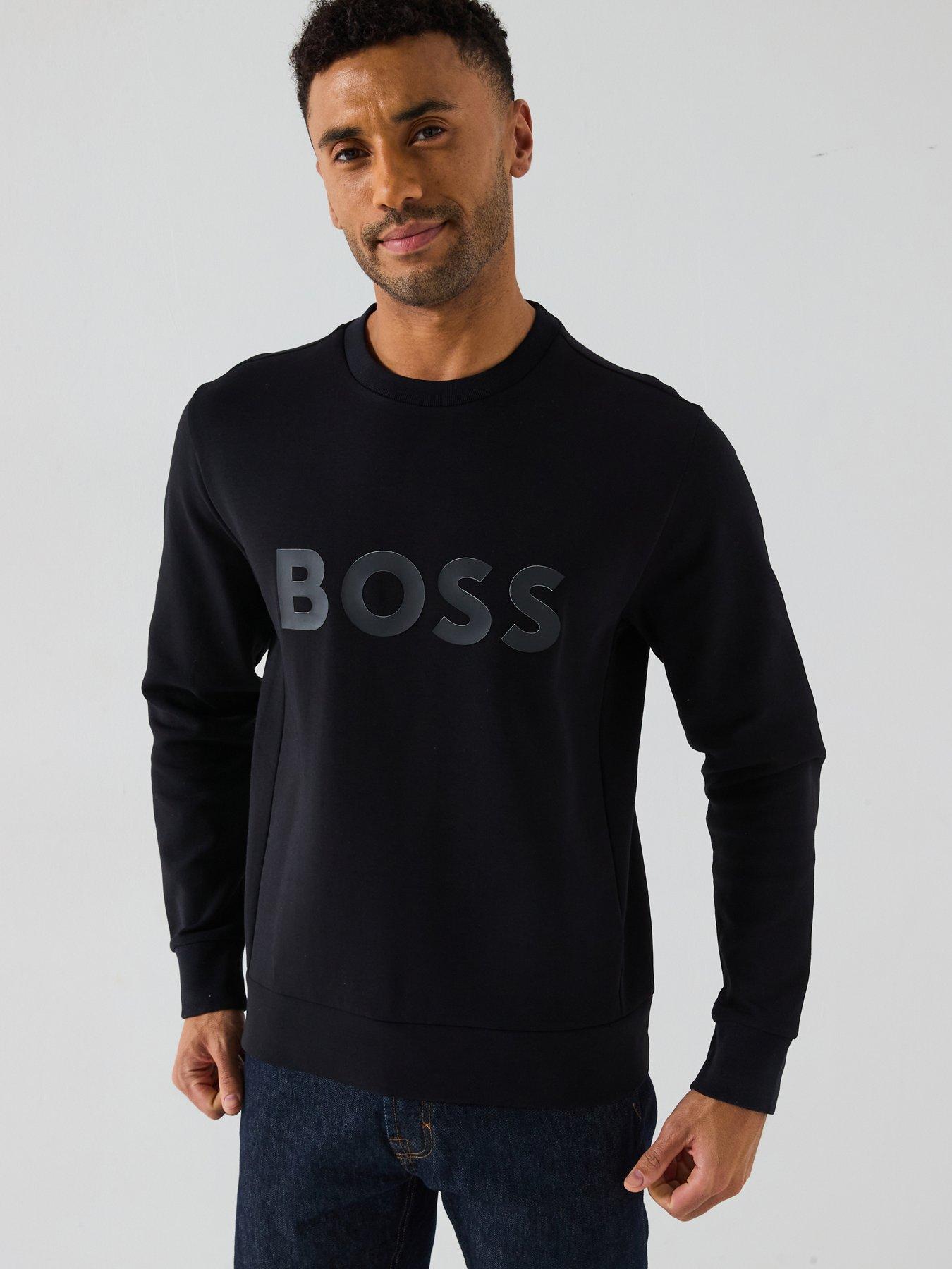 BOSS Salbo Chest Logo Crew Neck Sweatshirt - Black | Very