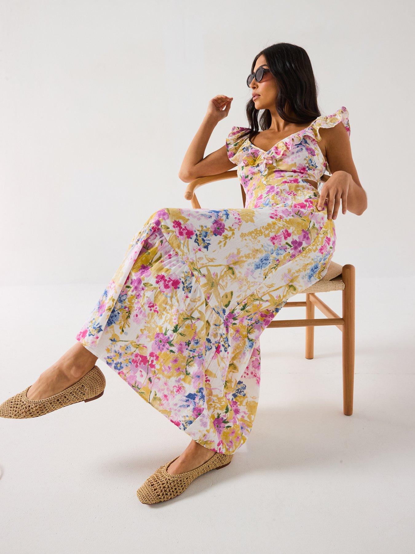 Vero Moda Woven Ankle Drop Hem Dress - Print - Multi | Very