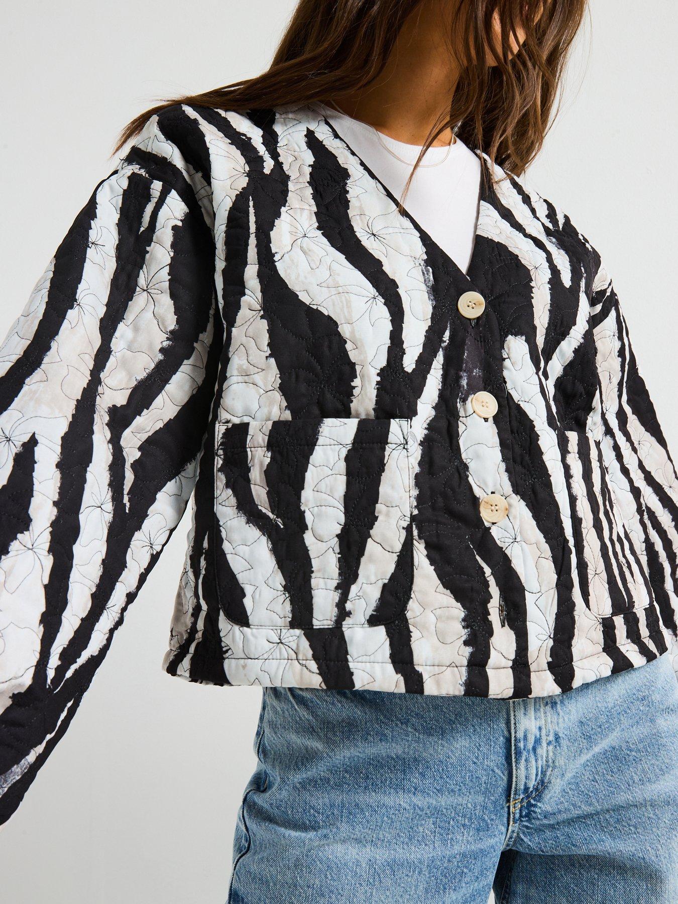 Vero Moda Lulu Long Sleeve Quilted Jacket - Black Stripe | Very