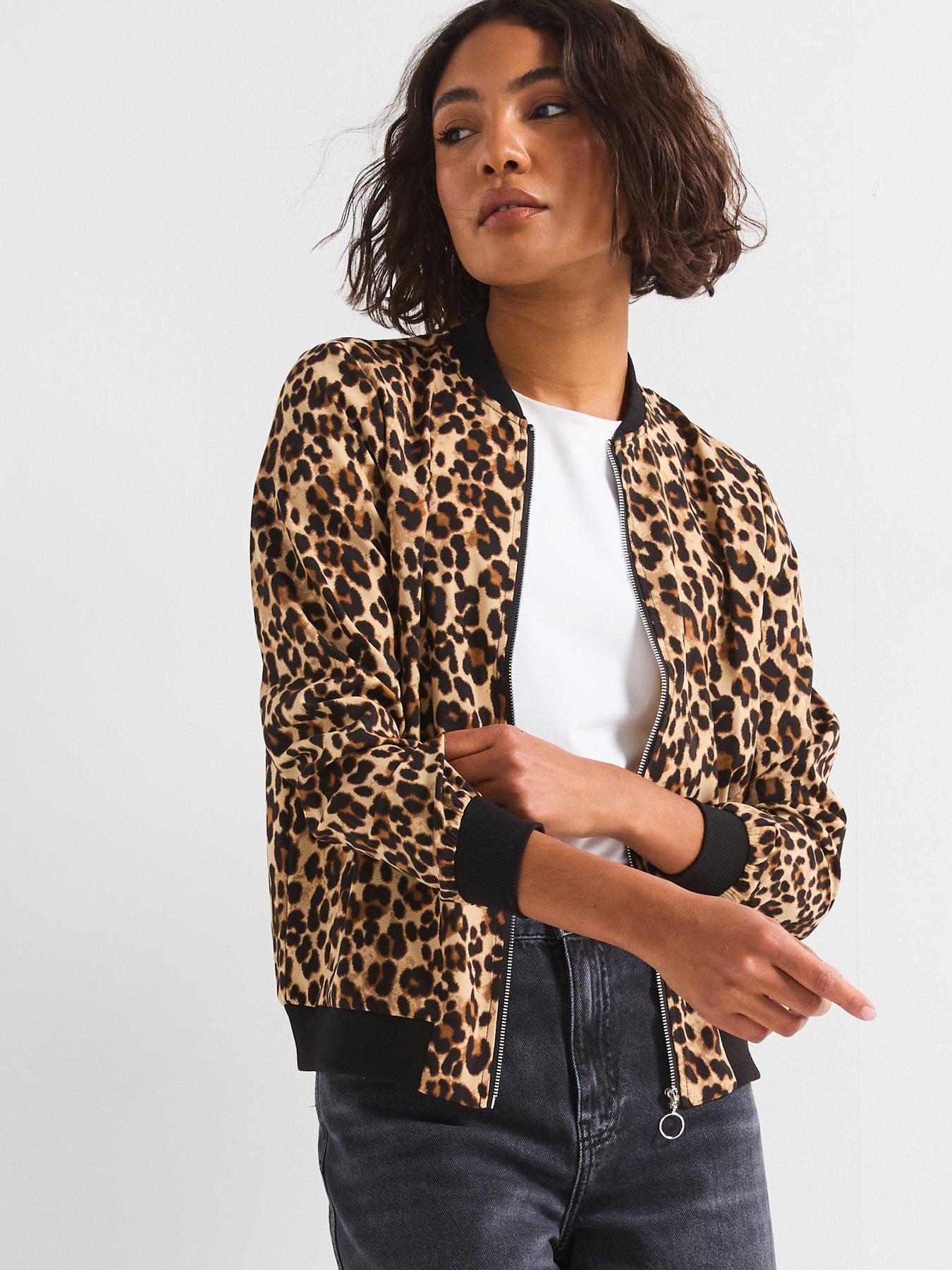 Vero Moda Coco Long Sleeve Bomber Jacket - Leopard Print | Very
