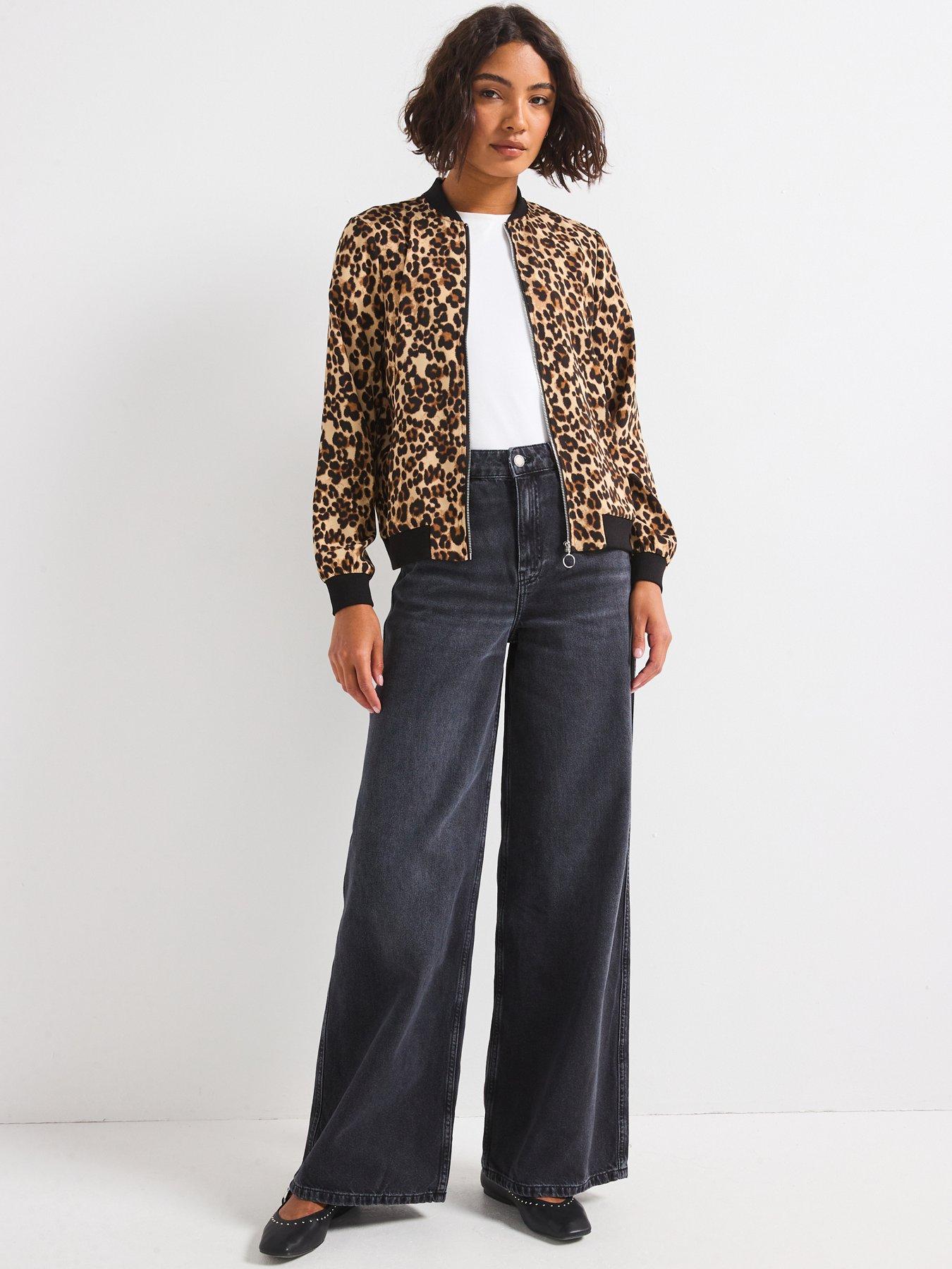 Vero Moda Coco Long Sleeve Bomber Jacket - Leopard Print | Very