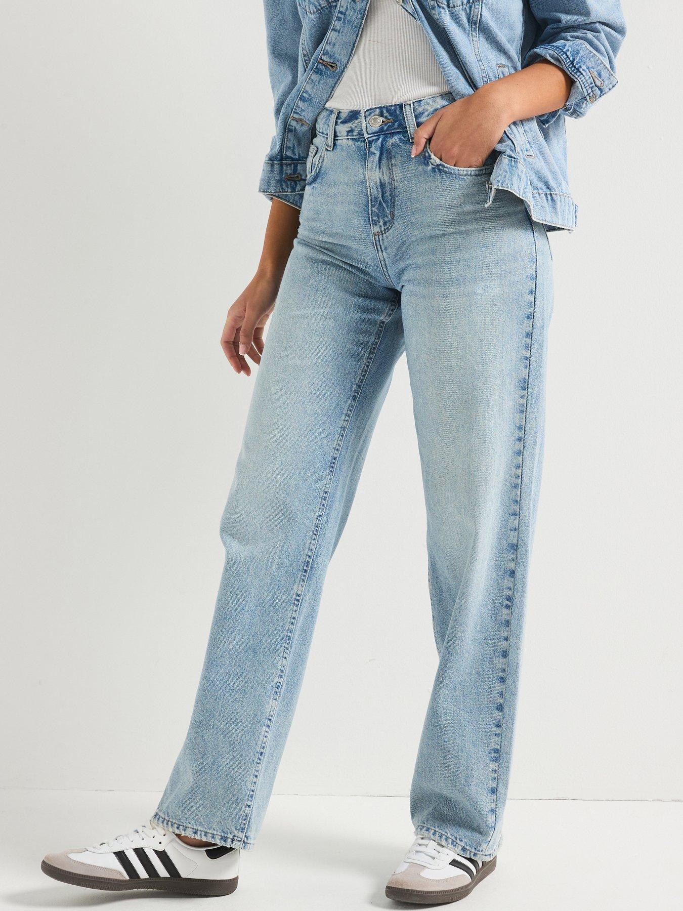Only Ella Riley High Waist Straight Leg Jean - Light Blue | Very