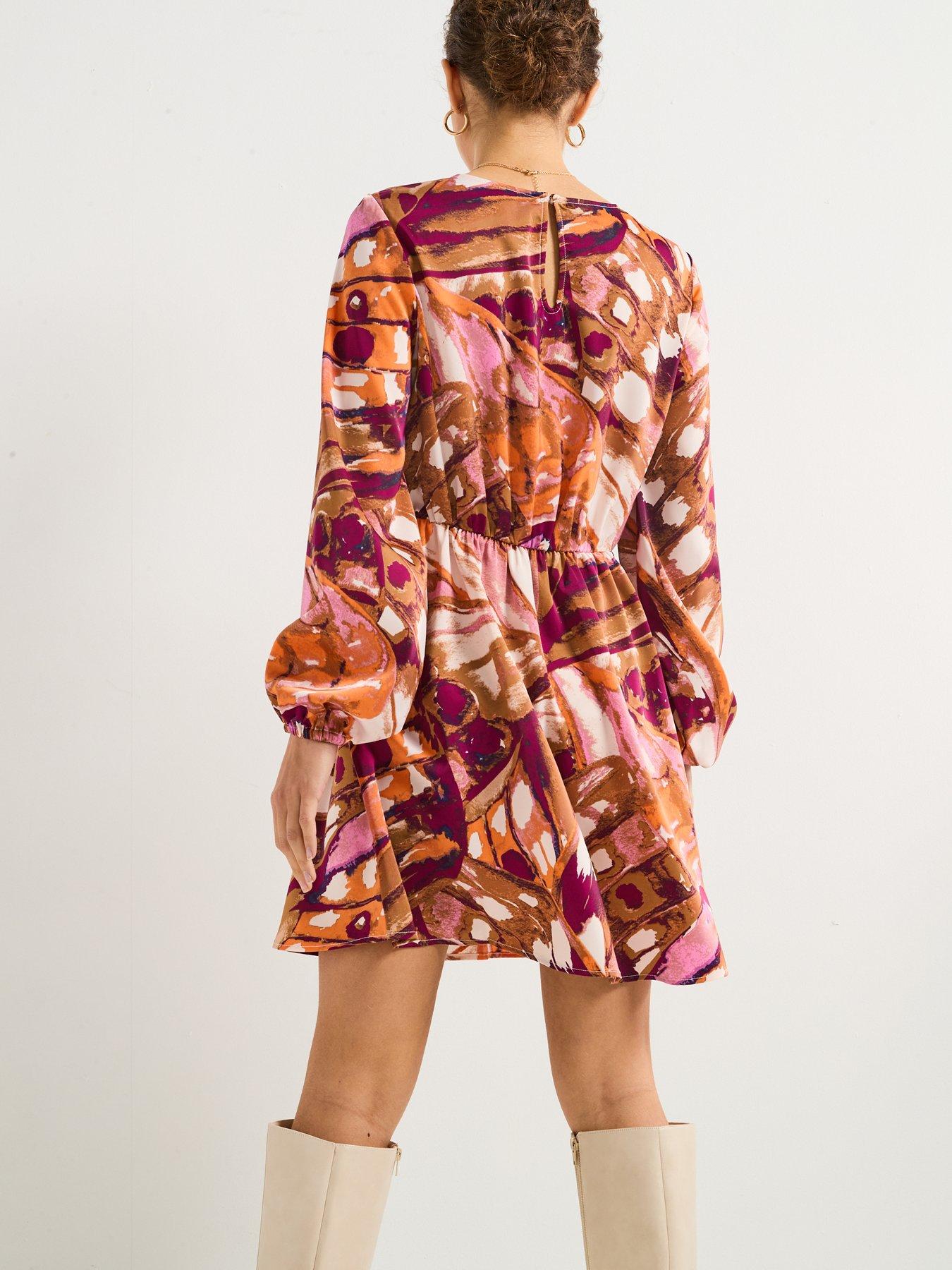 Vero Moda Linea Long Sleeve Short Woven Dress - Multi | Very