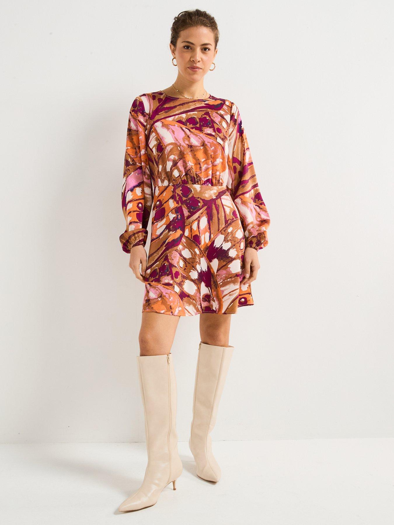 Vero Moda Linea Long Sleeve Short Woven Dress - Multi | Very
