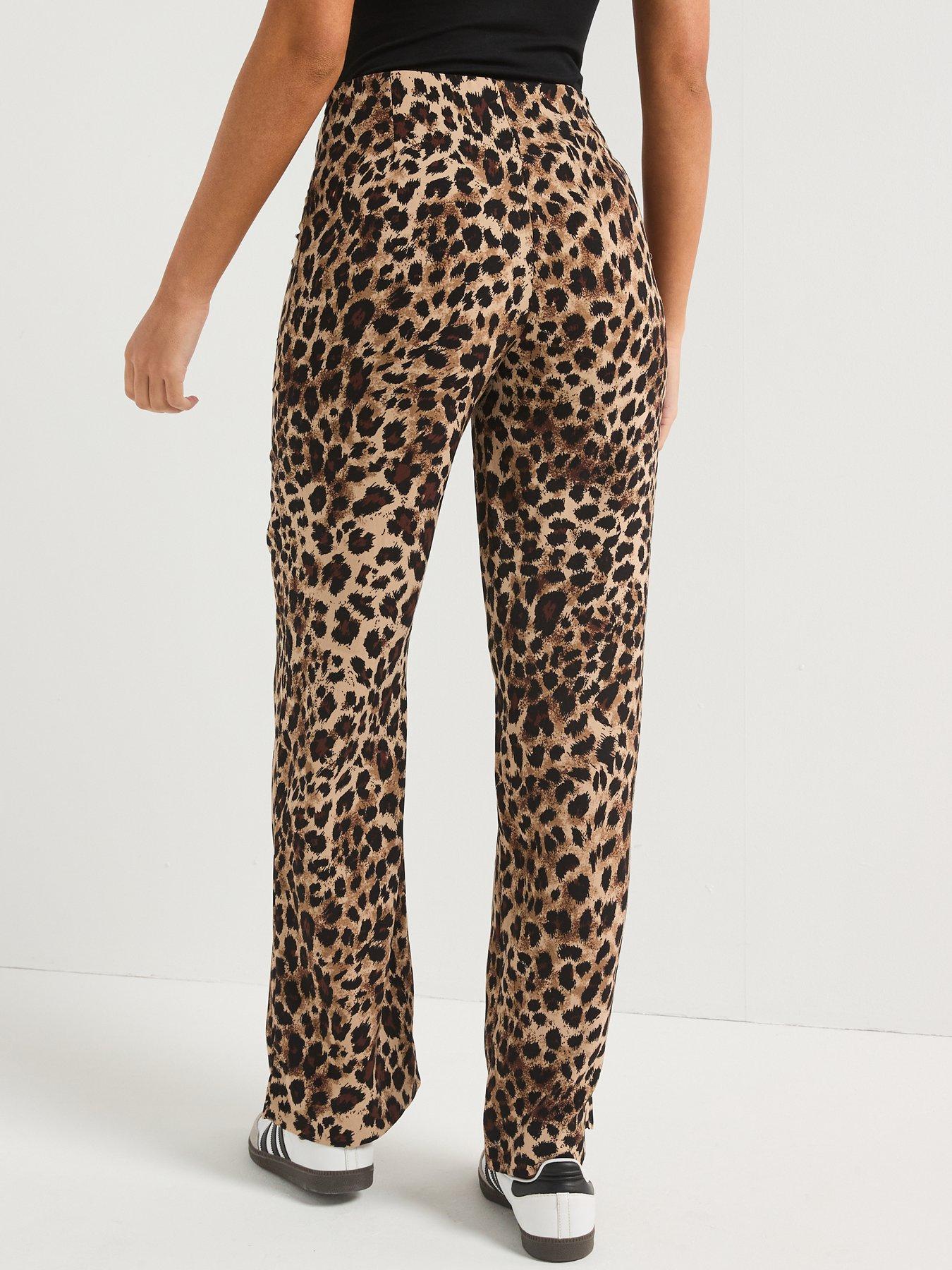 Only Thalia Life High Waist Wide Pant - Leopard Print | Very