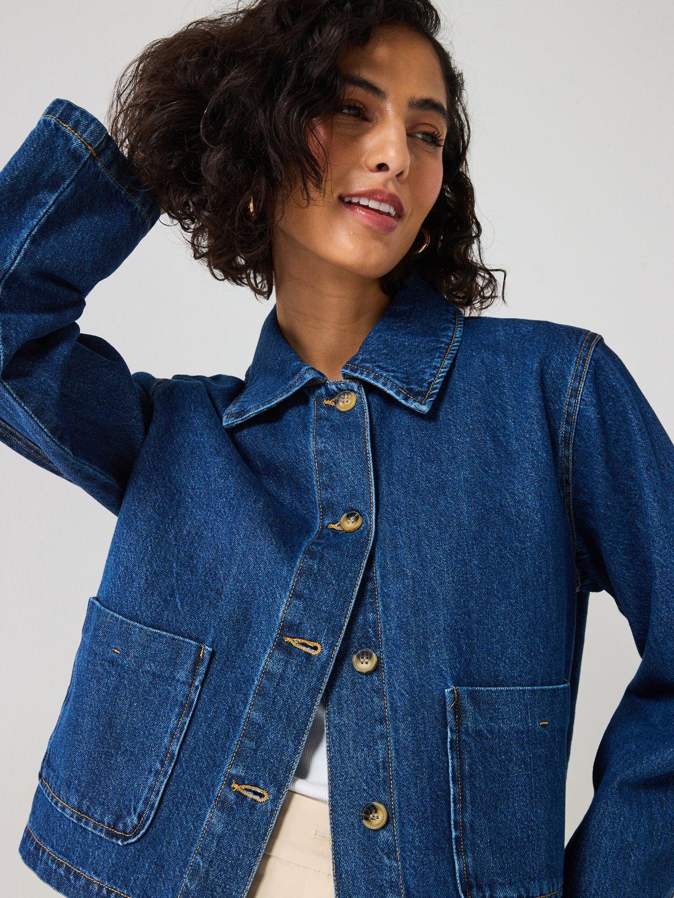 Only Denim Button Detail Jacket - Dark Blue | Very