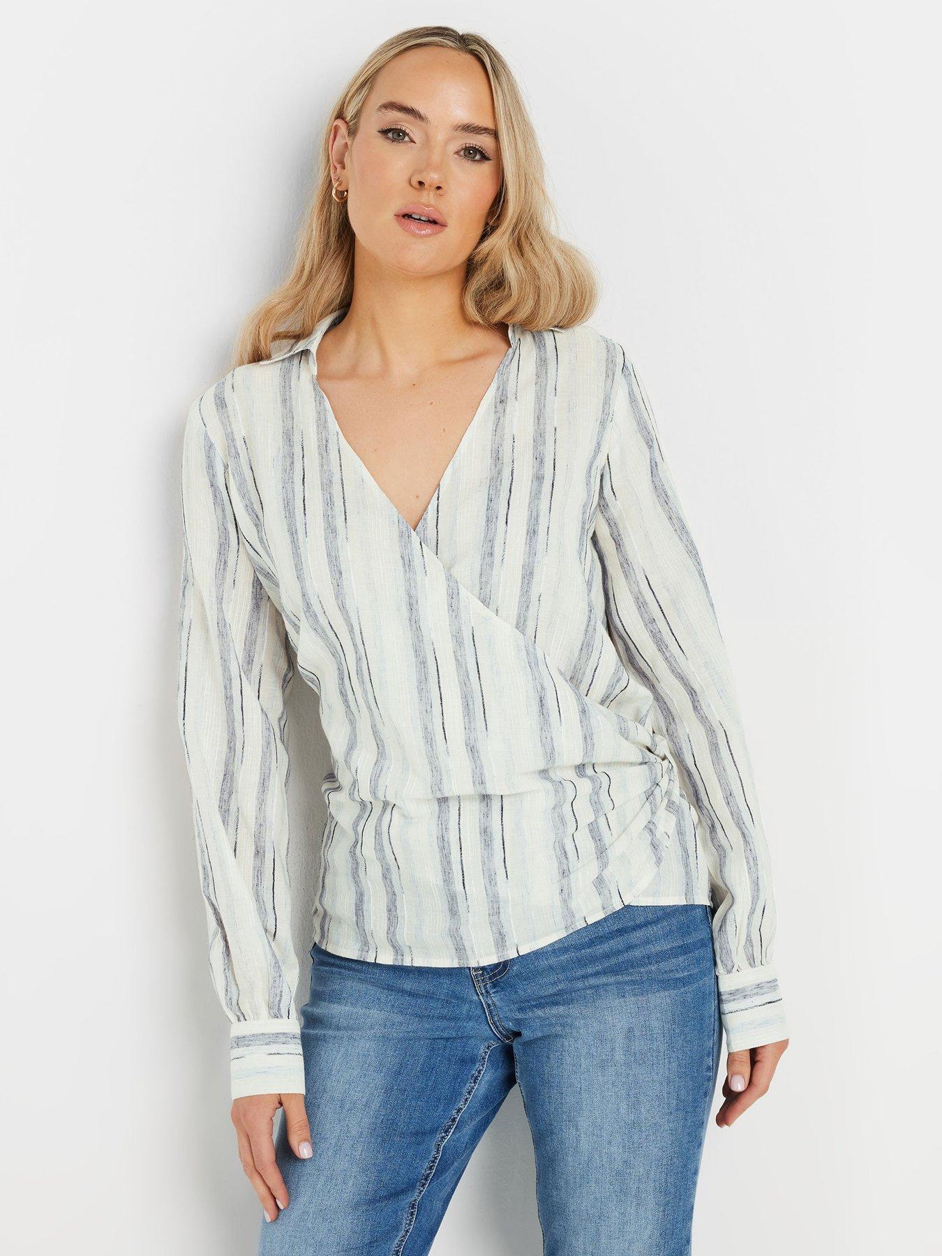 Long Tall Sally Stripe Wrap Top - Natural | Very