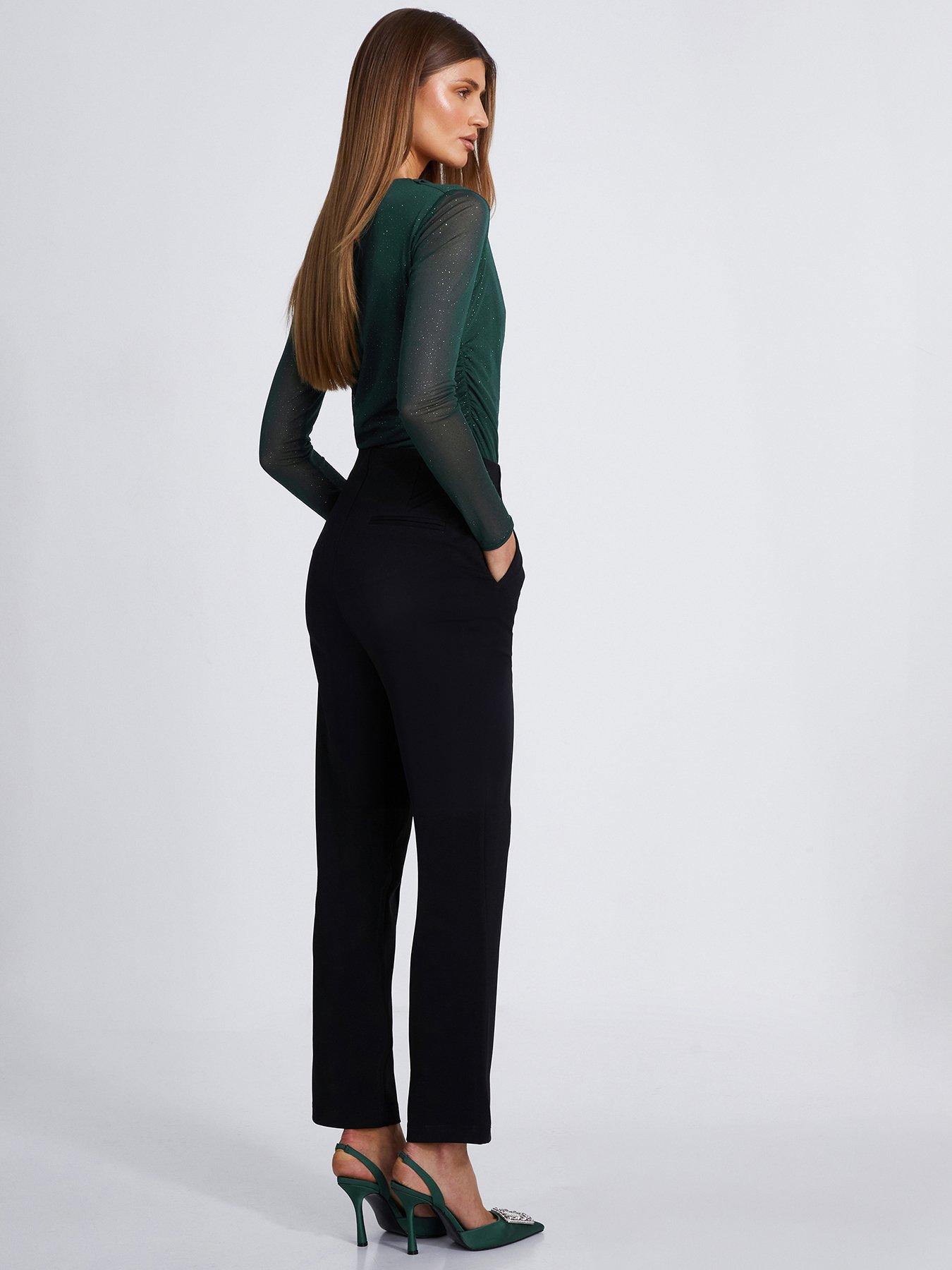 Quiz Green Glitter Mesh Crop Top | Very