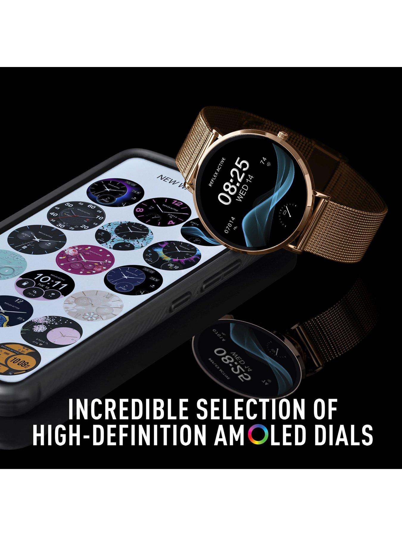 Reflex Active Series 42 Rose Gold Mesh and Pink Silicone Strap Amoled ...
