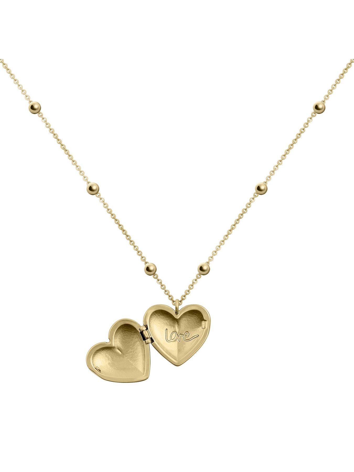 18ct gold heart locket and chain store